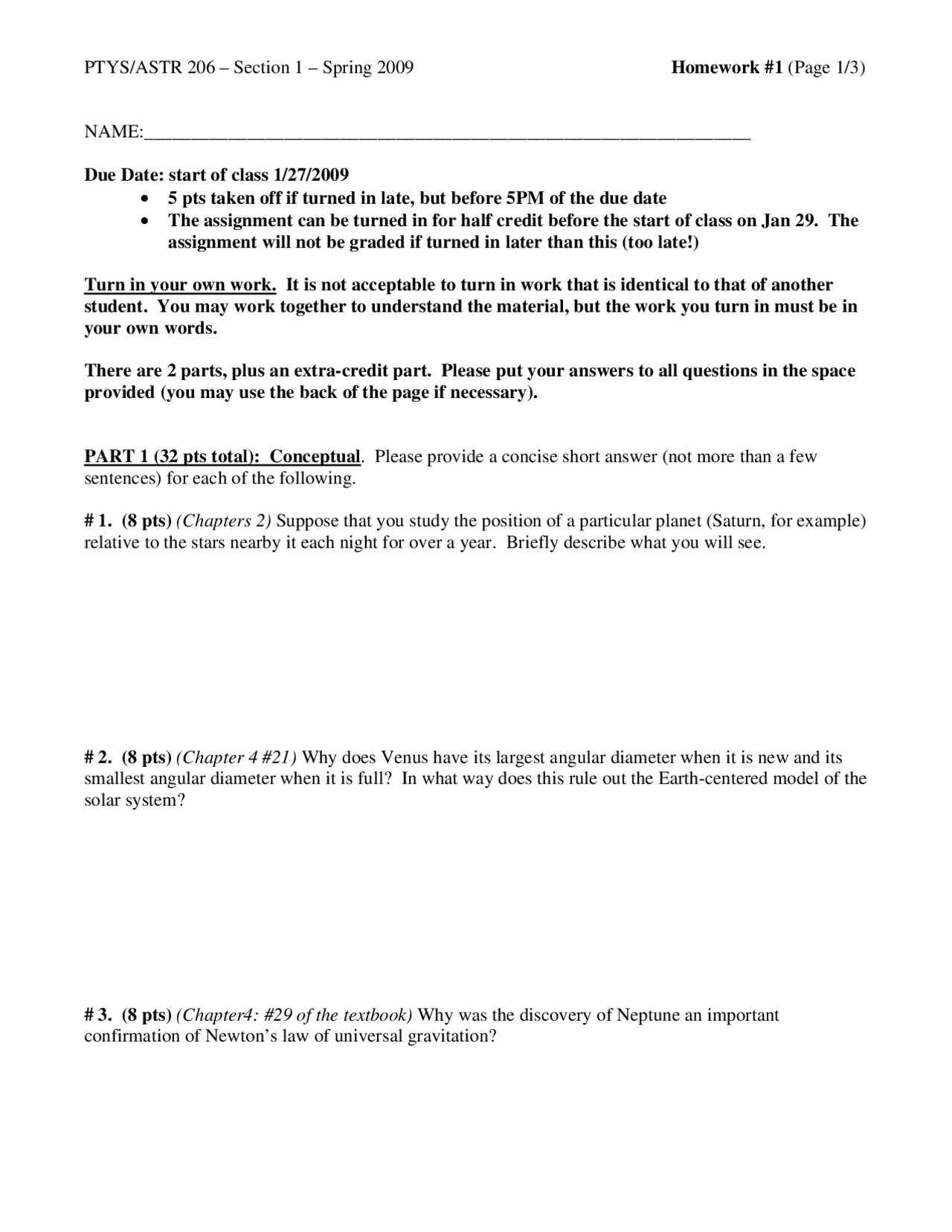 Homework 1 Our Golden Age Of Planetary Exploration Astr 206 Docsity
