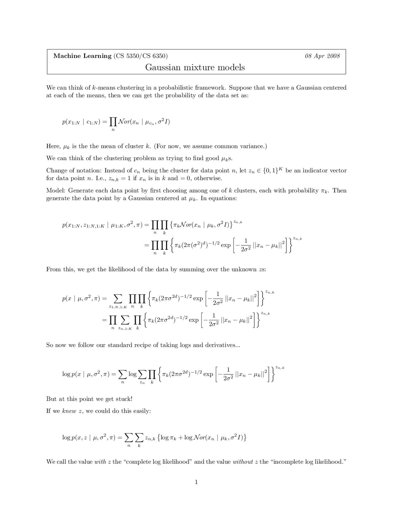 Gaussian Mixture Models in Machine Learning - Study Guide | CS 5350 ...