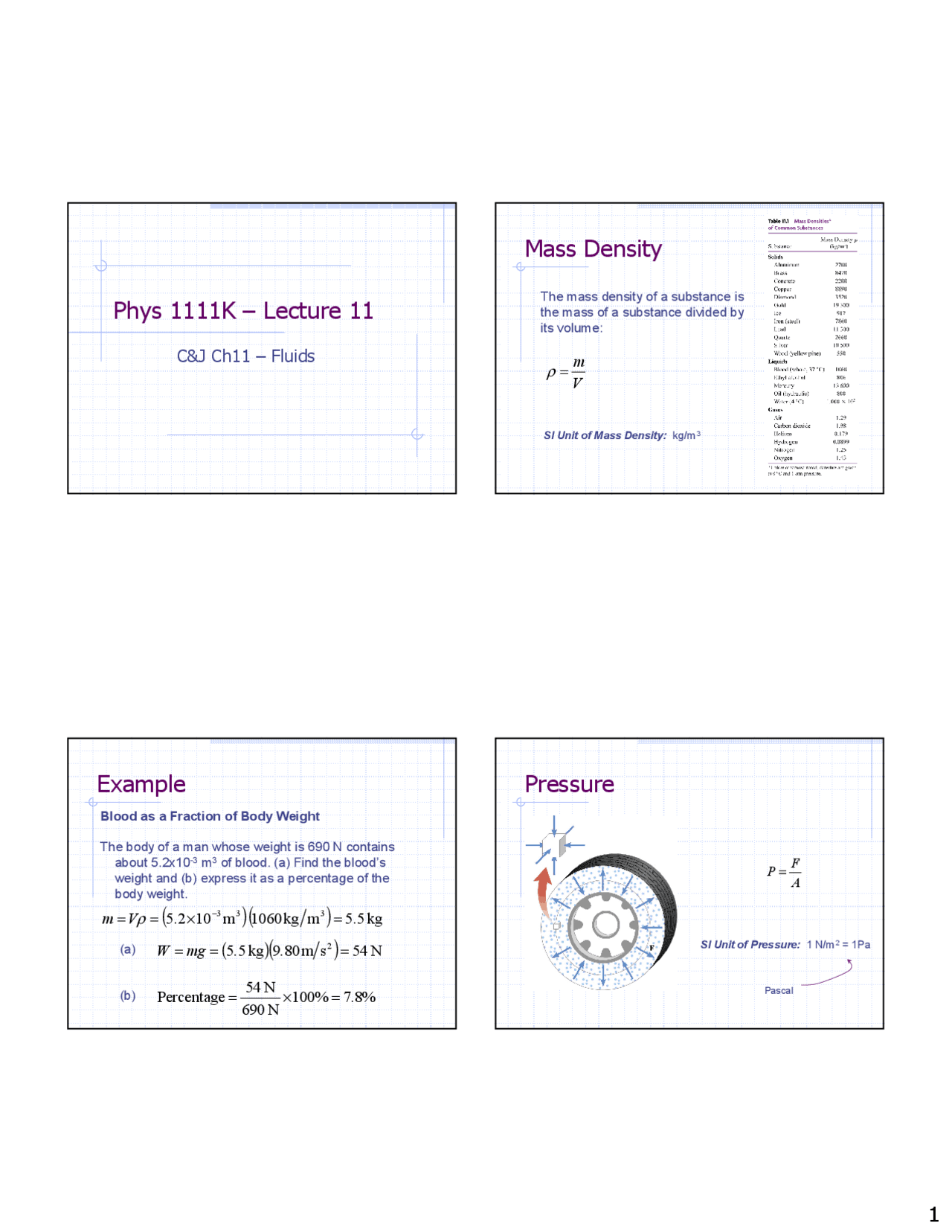 Fluids Introductory Physics I Slides Phys 1111k Docsity