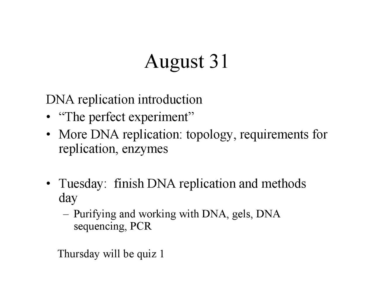 Introduction to DNA Replication - Molecular Biology | MCB 411 - Docsity