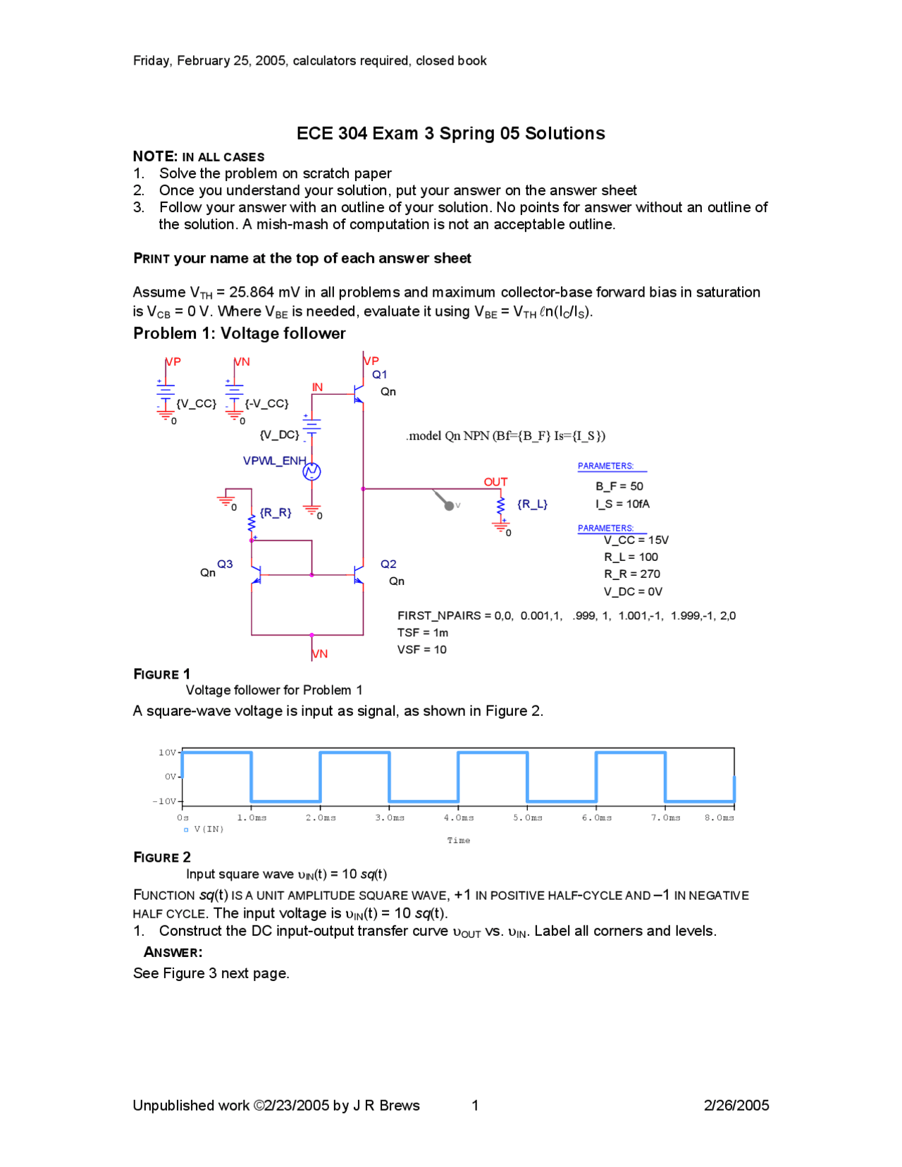 Exam 3 With Solutions For Design Of Electronic Circuits Ece 304 Docsity
