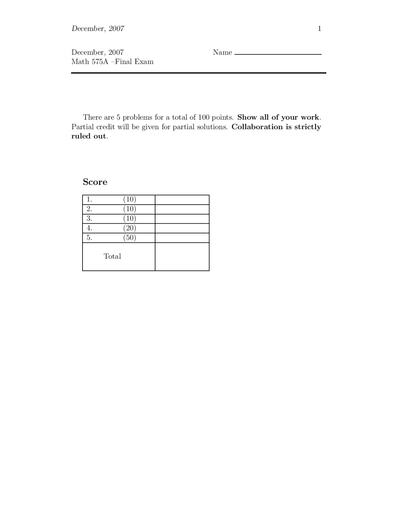 5 Questions Of Numerical Analysis Final Exam Math 575a Docsity
