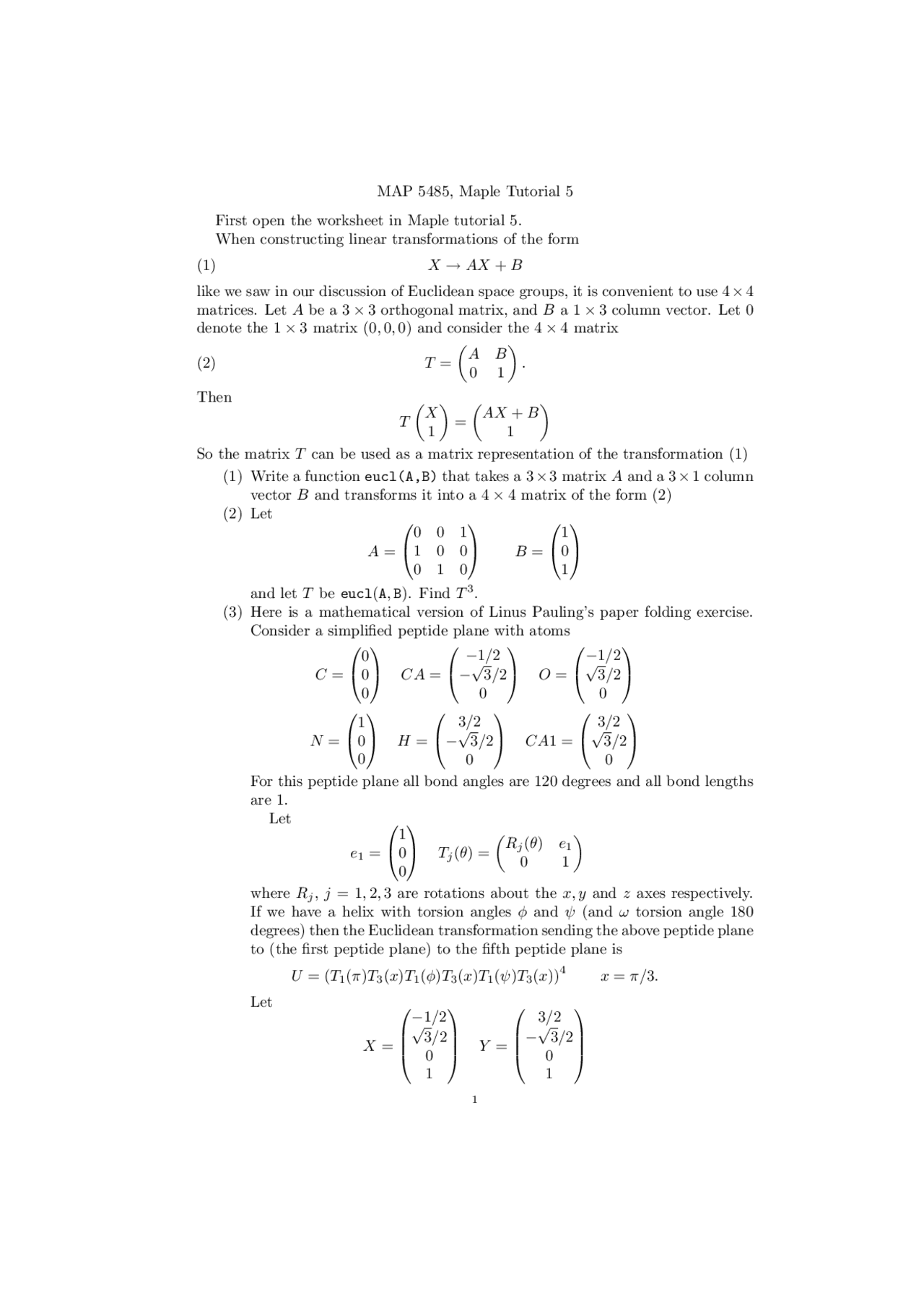 Maple Tutorial Mathematics Biophysics Paper Map 5485 Docsity