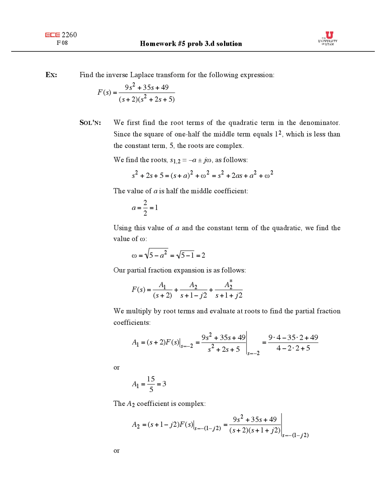 Solutions To Homework 5 Fundamentals Of Electric Circuits Ece 2260