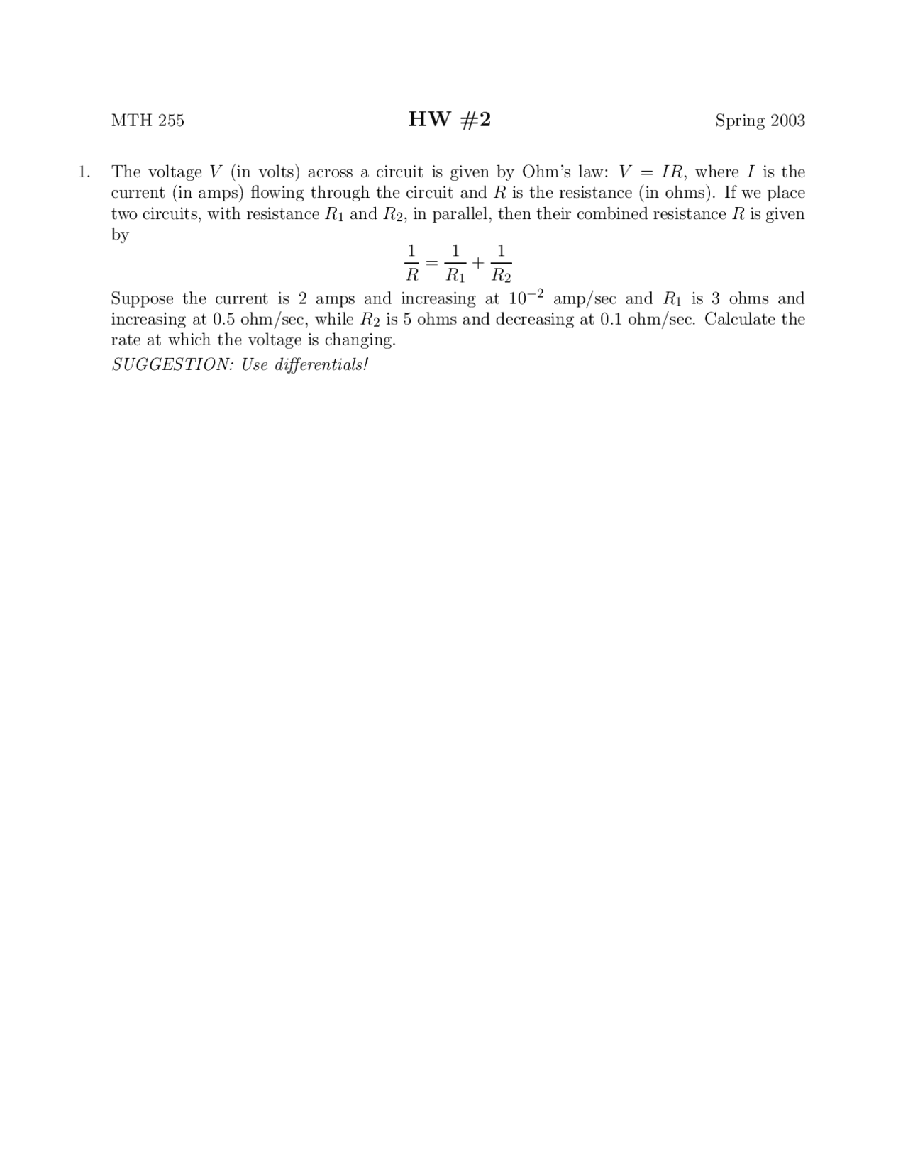 Homework 2 Questions Vector Calculus Ii Mth 255 Docsity