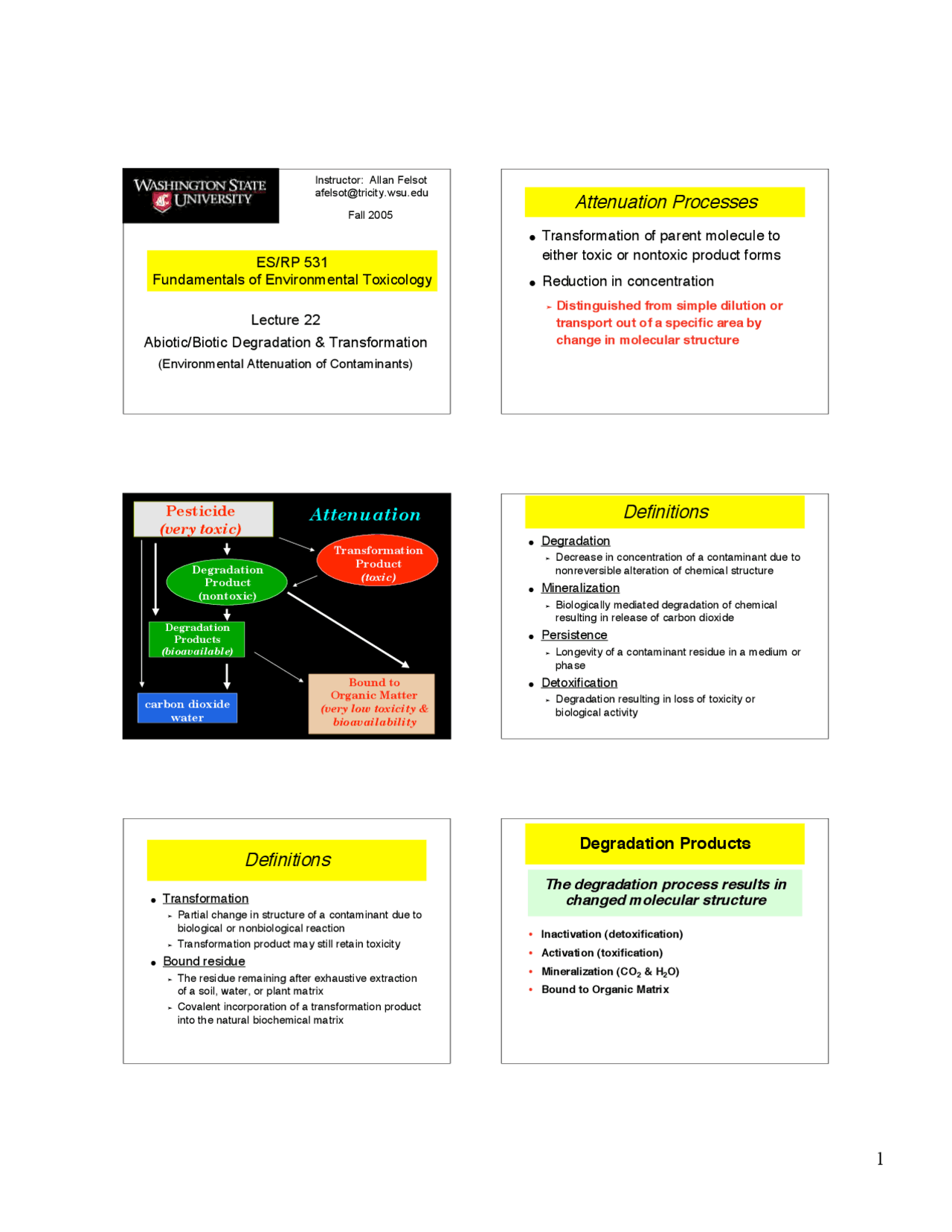 Lecture Slides On Abiotic Biotic Degradation And Transformation Es