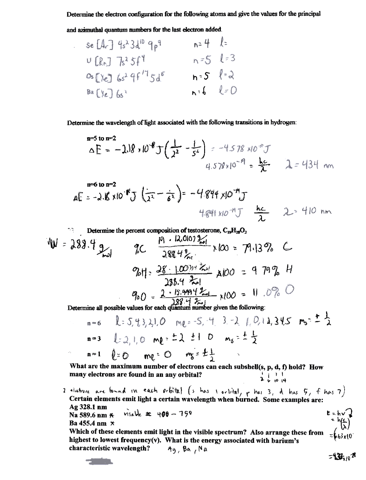 Solved Principles Of Electron Configuration Assignment Che 1101