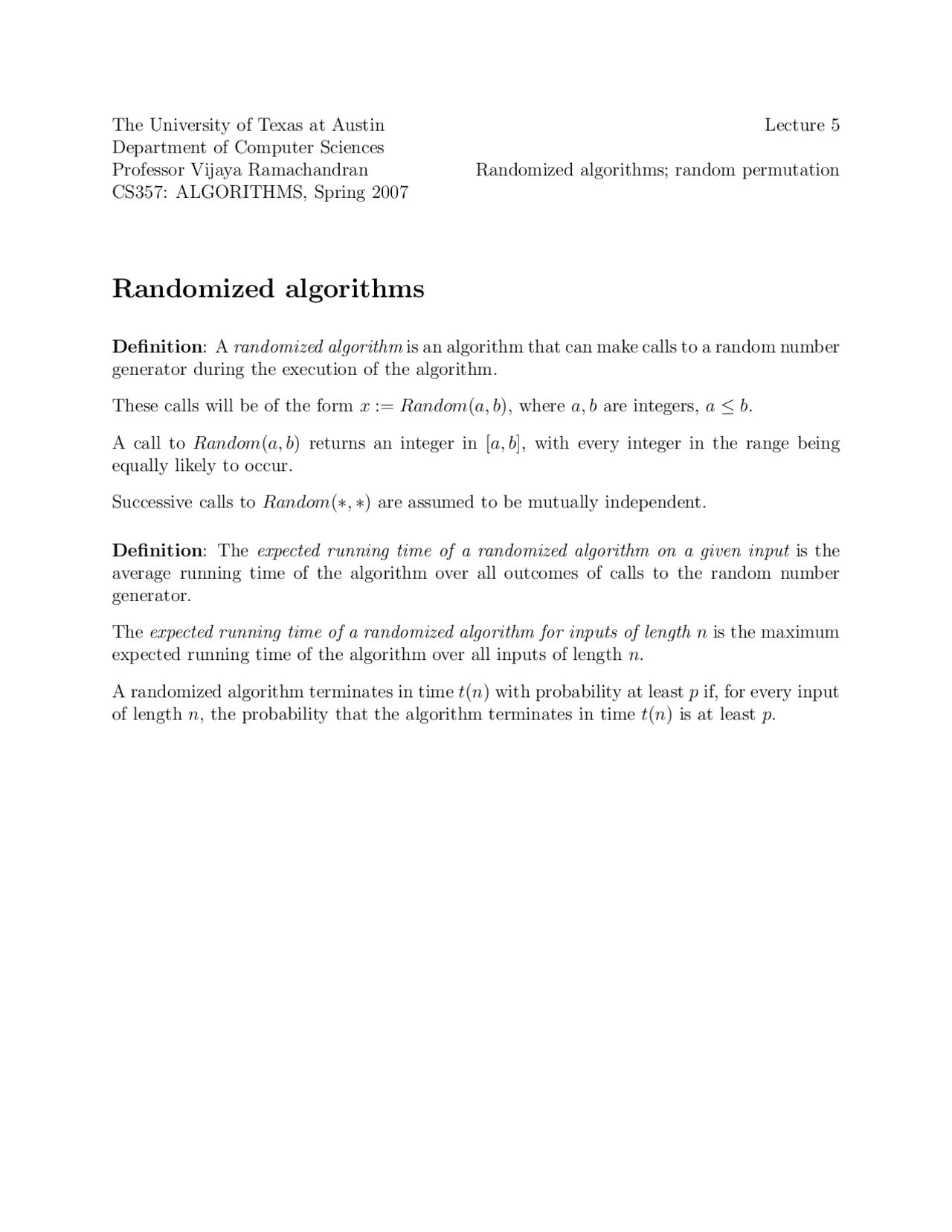 Randomized Algorithms Docsity