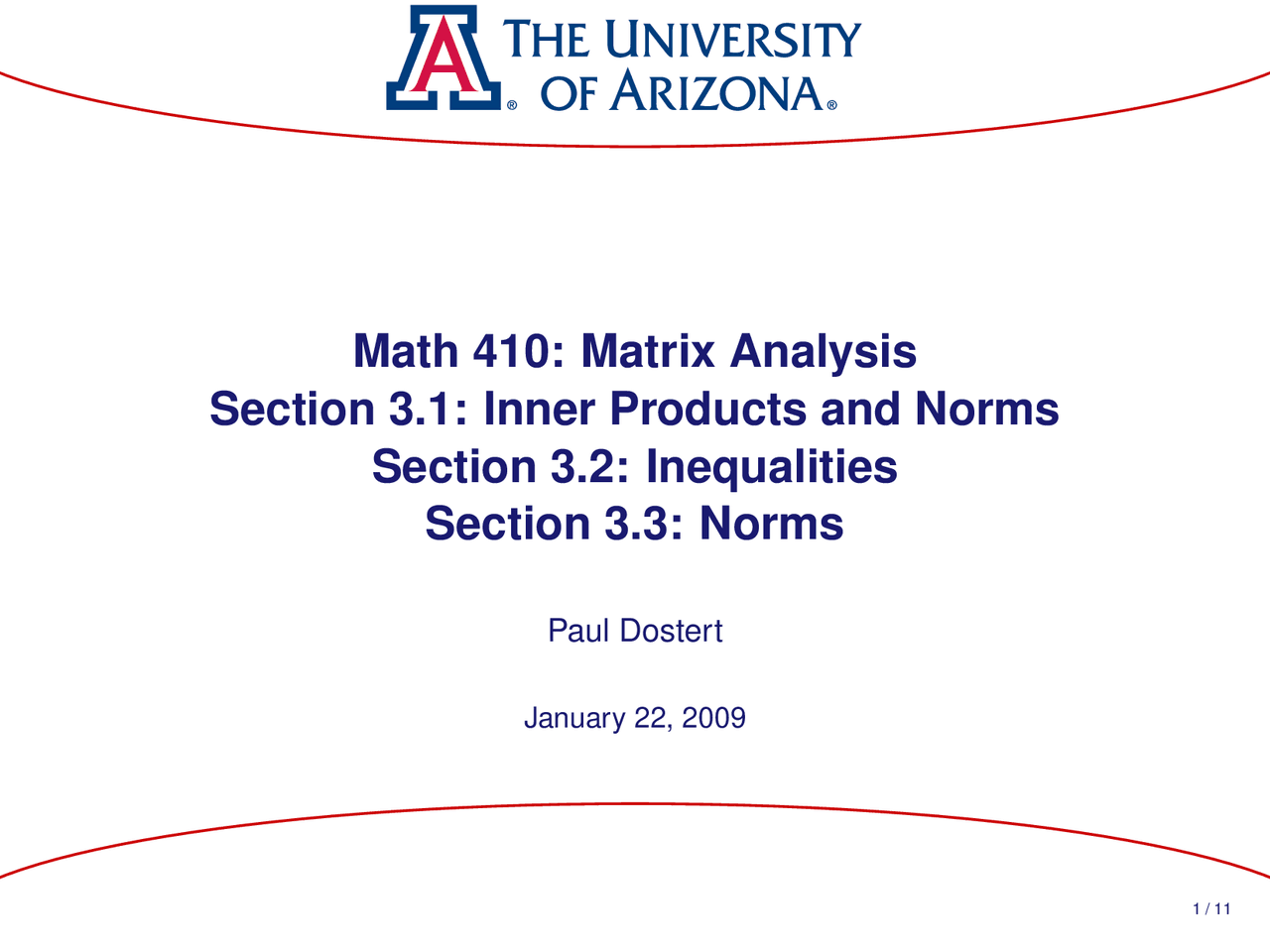 Inner Products and Norms, Inequalities - Matrix Analysis | MATH 410 - Docsity