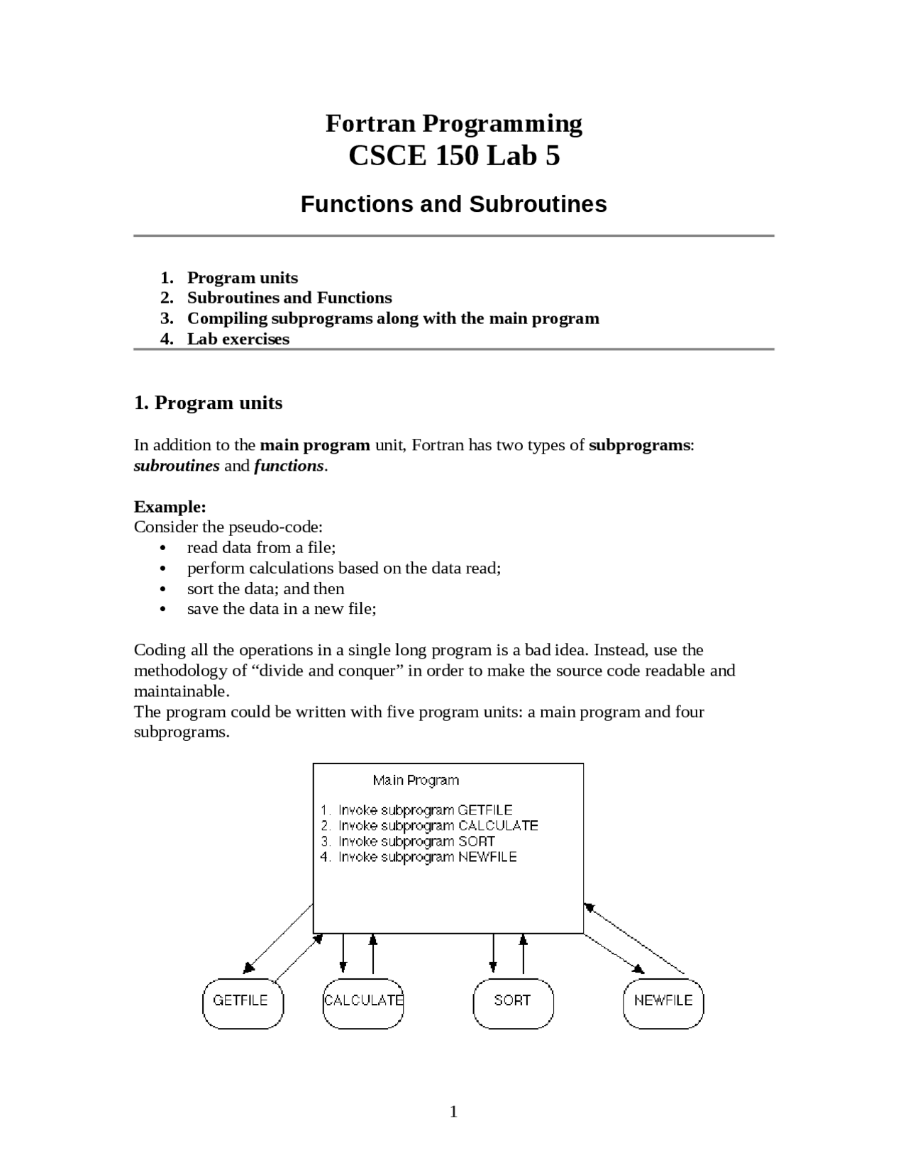Functions And Subroutines Lecture Notes Slpa 150 Docsity
