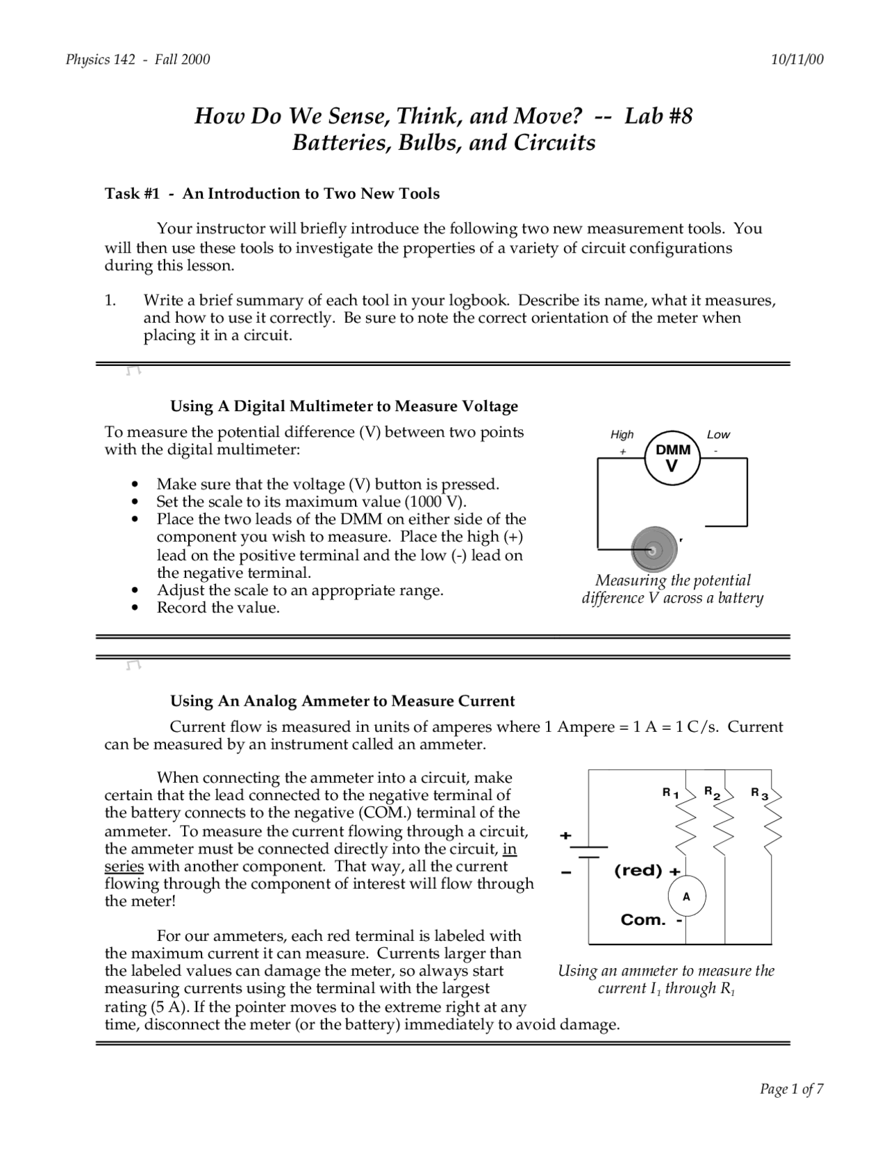 Laboratory 8 Experiment On Batteries Bulb And Circuits Phys 142