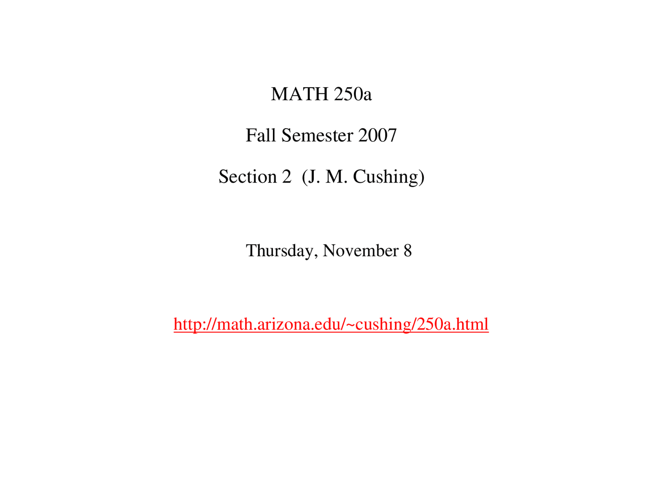 Lecture Slides On Power Series Math 250a Docsity