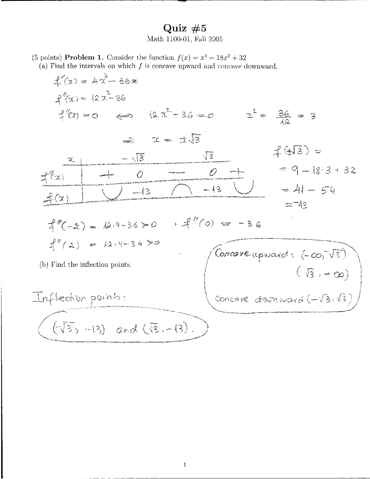 2 Solved Problems on Intervals Functions - Quiz 5 | MATH 1100 - Docsity