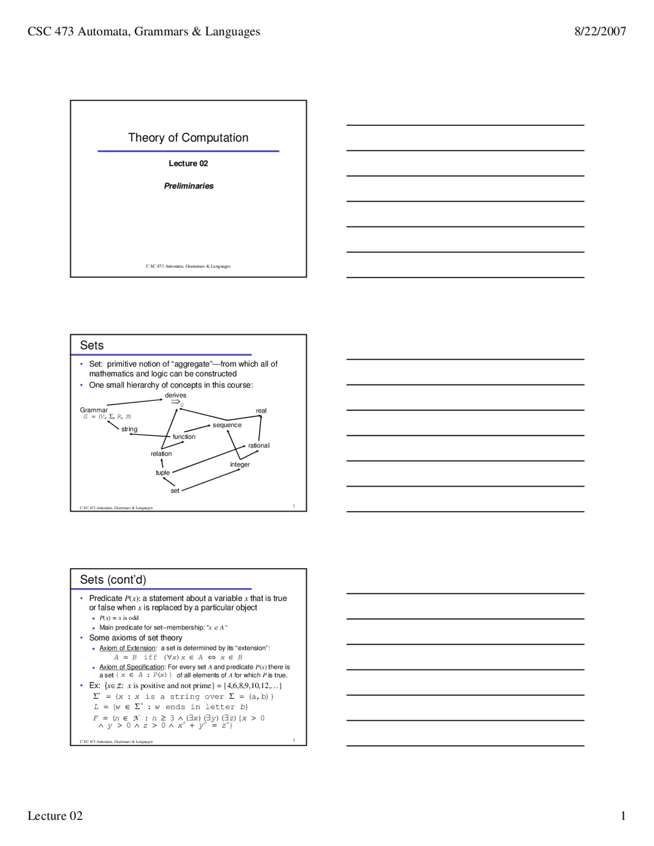 Preliminaries Theory Of Computation Lecture Slides C Sc 473 Docsity