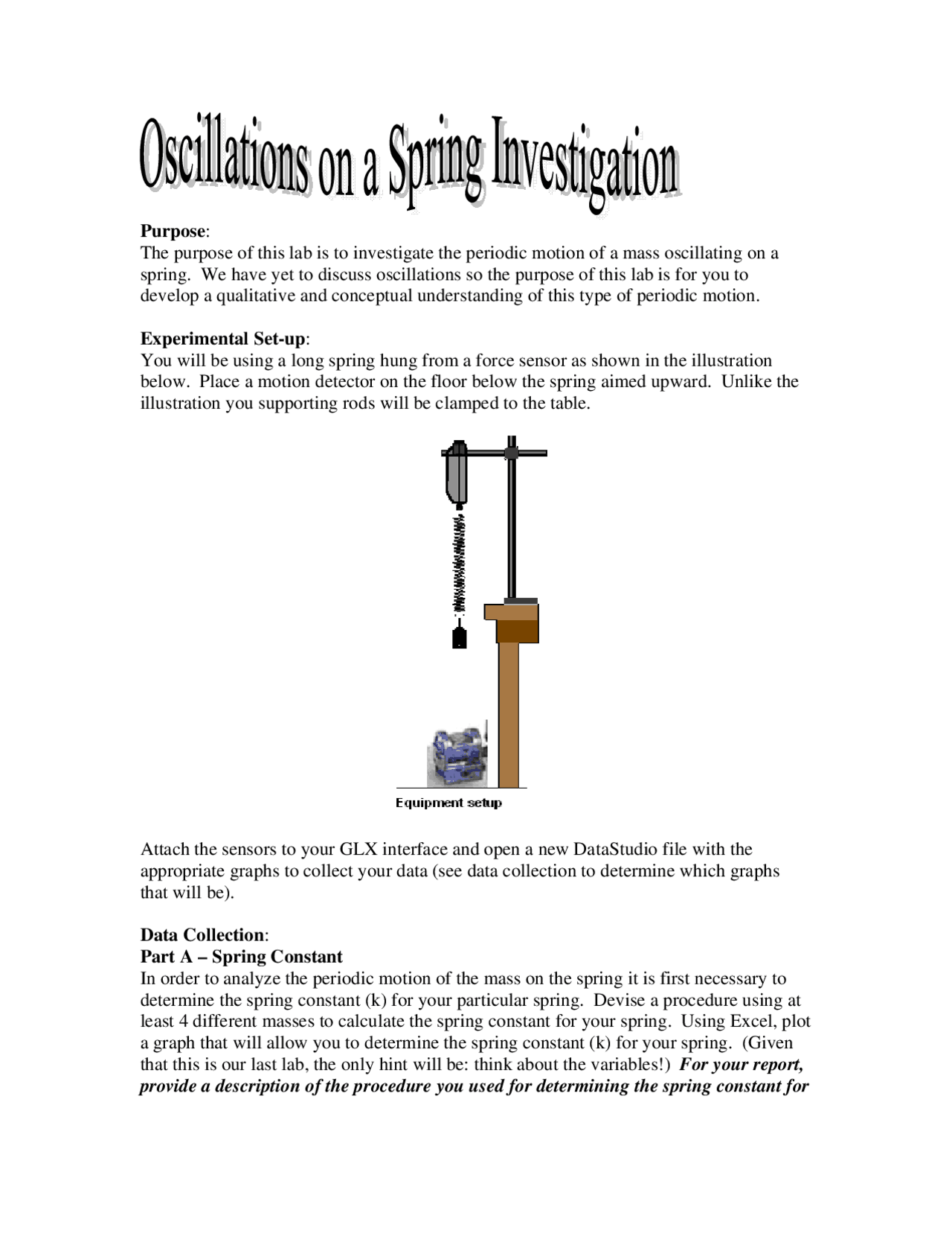 Lab: Determining Spring Constant & Investigating Mass and Amplitude ...