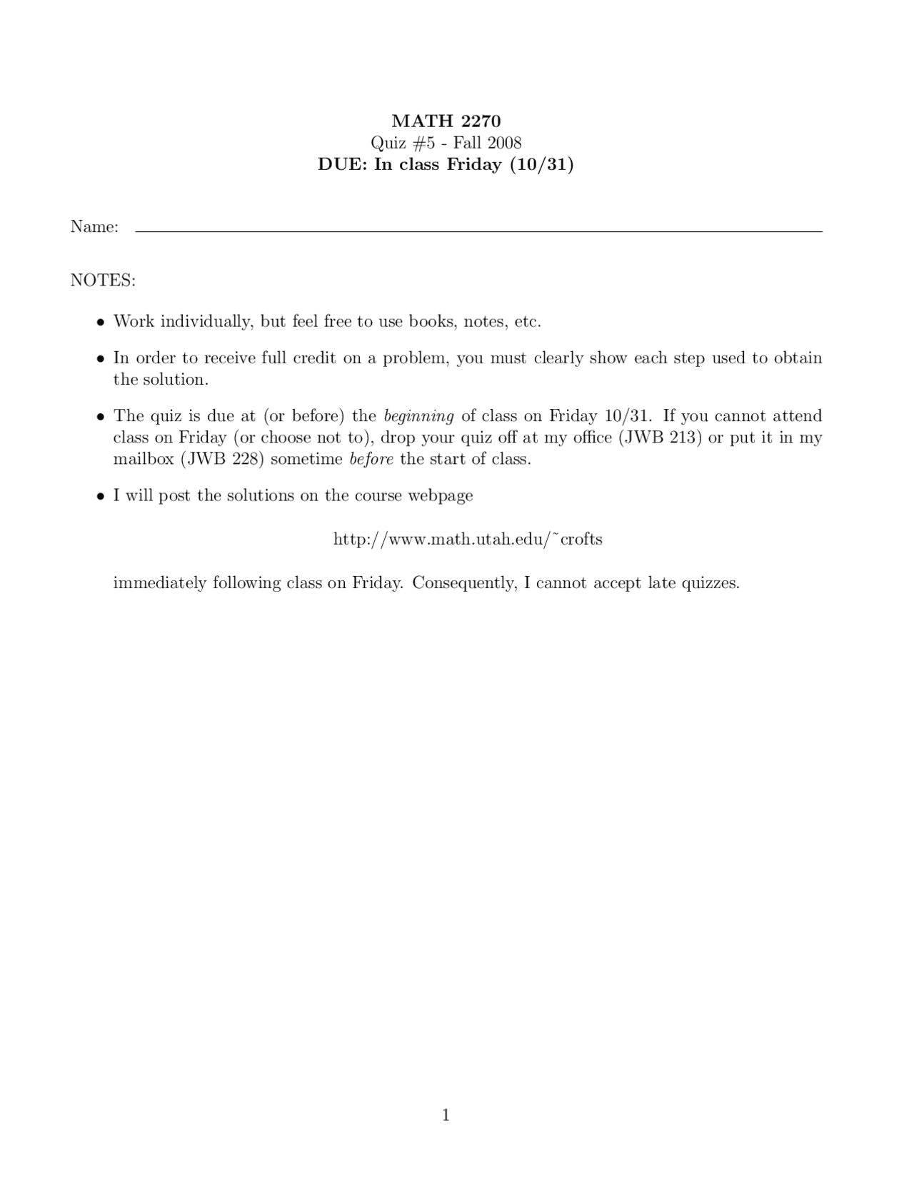 Practice Questions For Quiz 5 Linear Algebra Math 2270 Docsity
