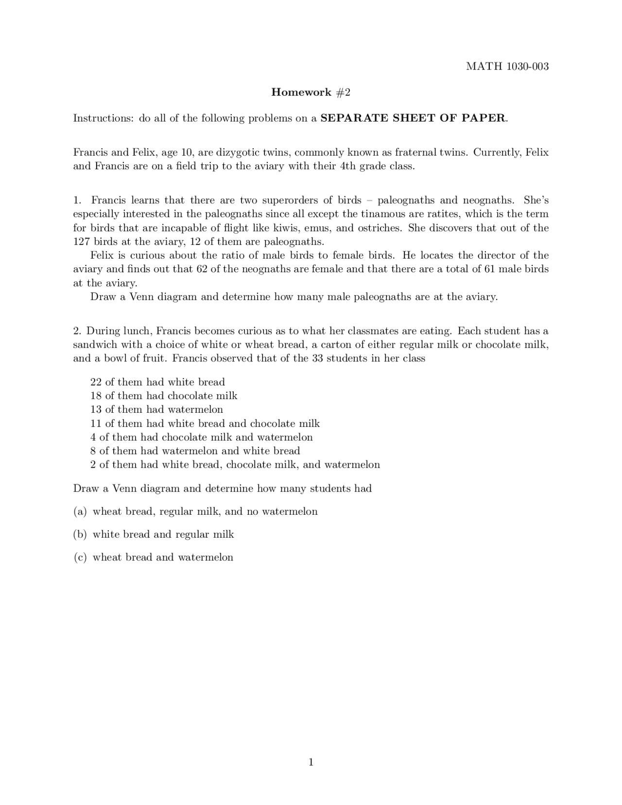 Introduction To Quantum Reasoning Homework 2 Questions Math 1030
