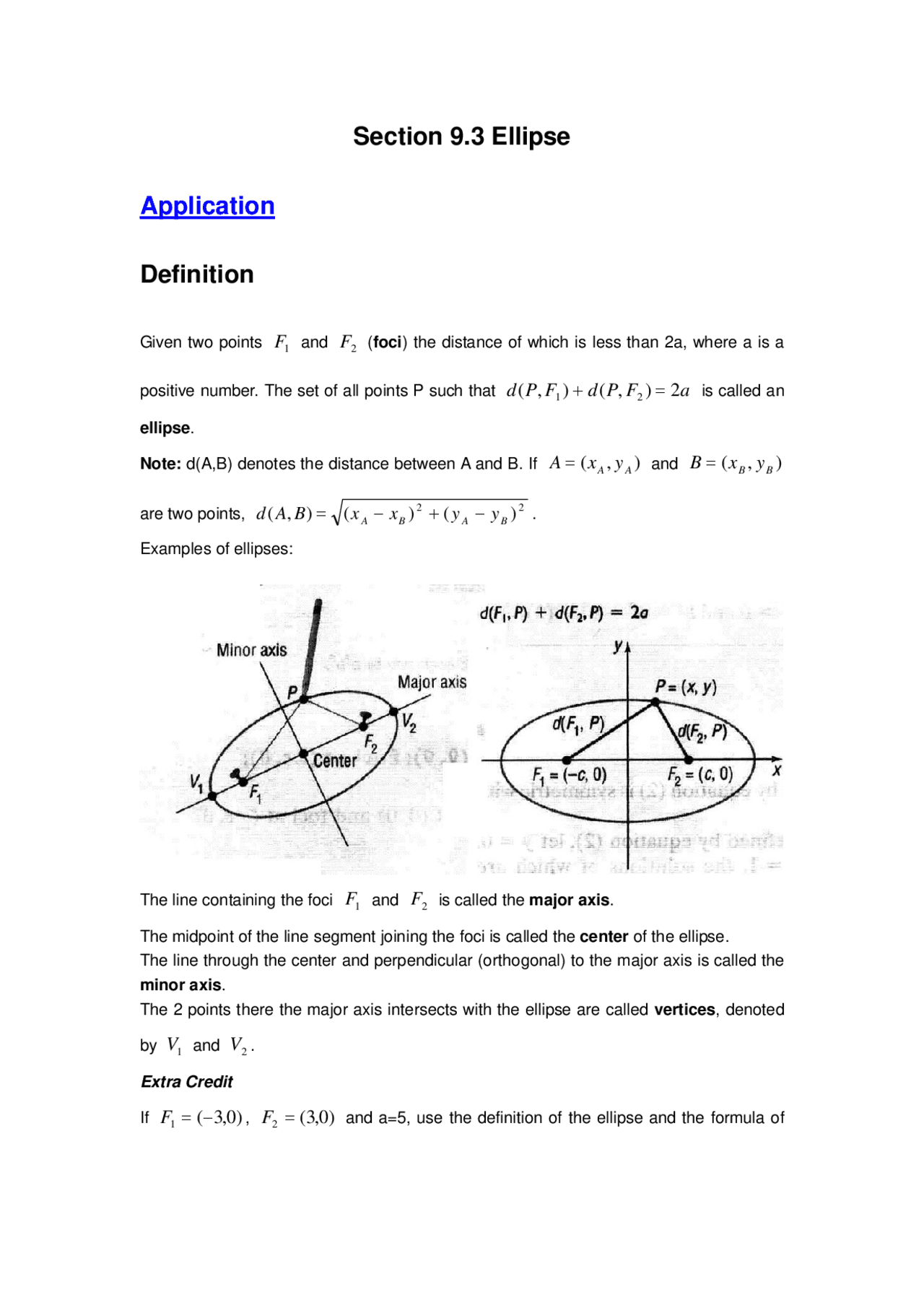 Ellipse Precalculus Algebra Handout Mac 1140 Docsity
