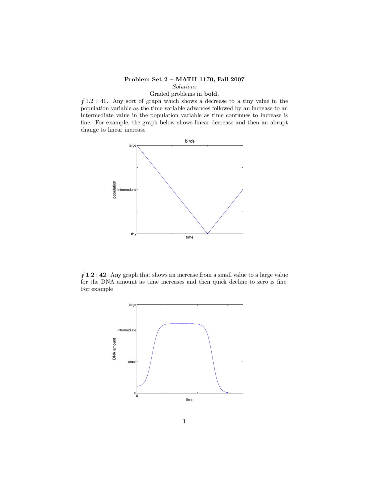 Calculus For Biologists I Solutions For Problem Set 2 Math 1170
