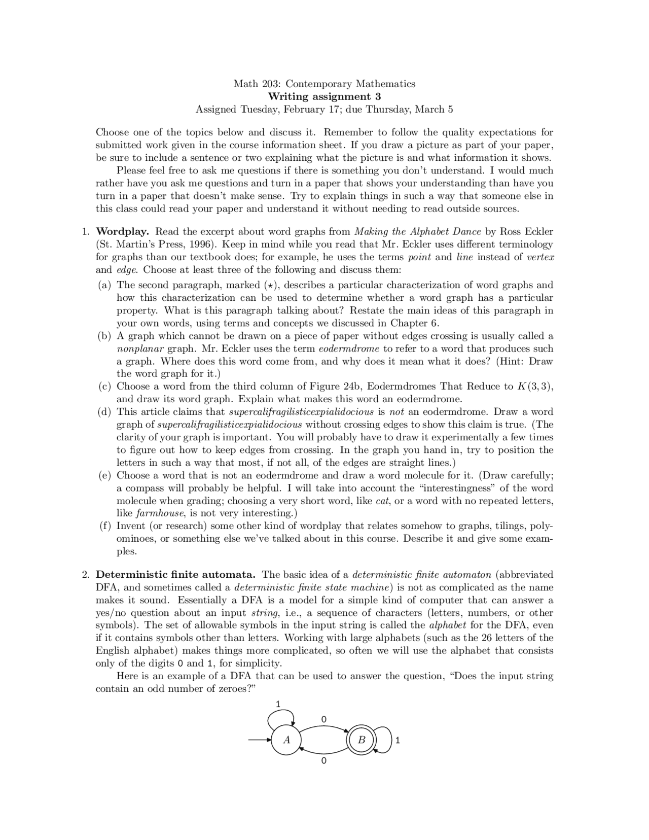 Writing Assignment 3 On Contemporary Mathematics Math 203 Docsity