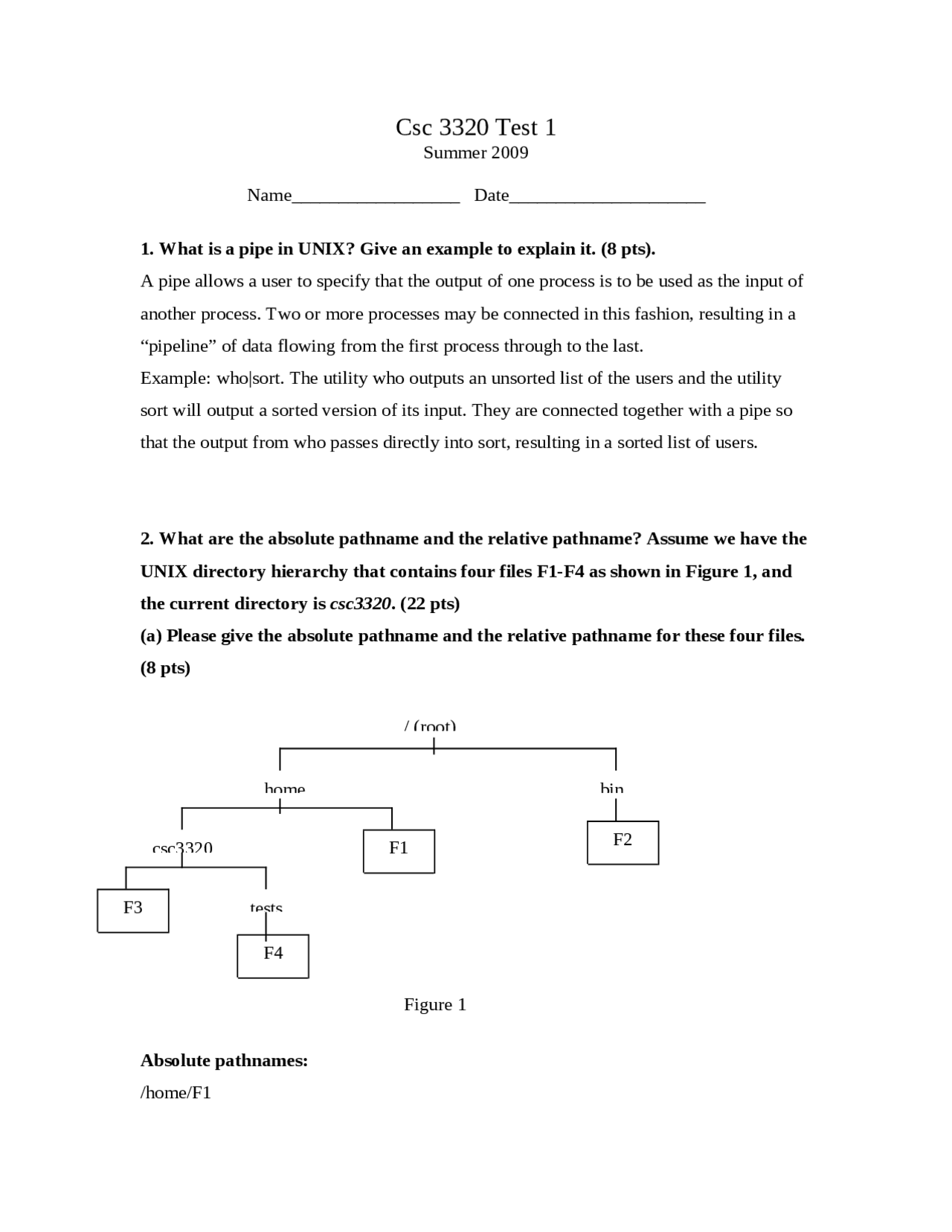 Absolute and Relative Pathnames, Test 1 Notes | System Level ...