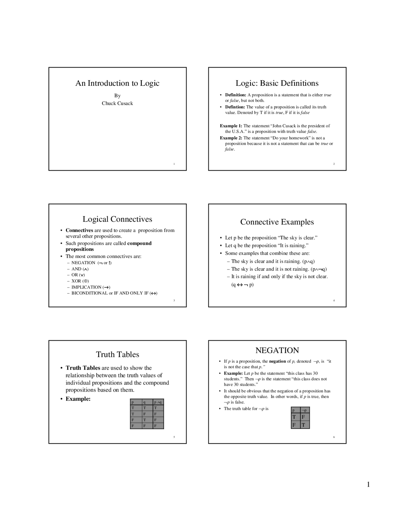 An Introduction To Logic Lecture Slides Csce 310 Docsity