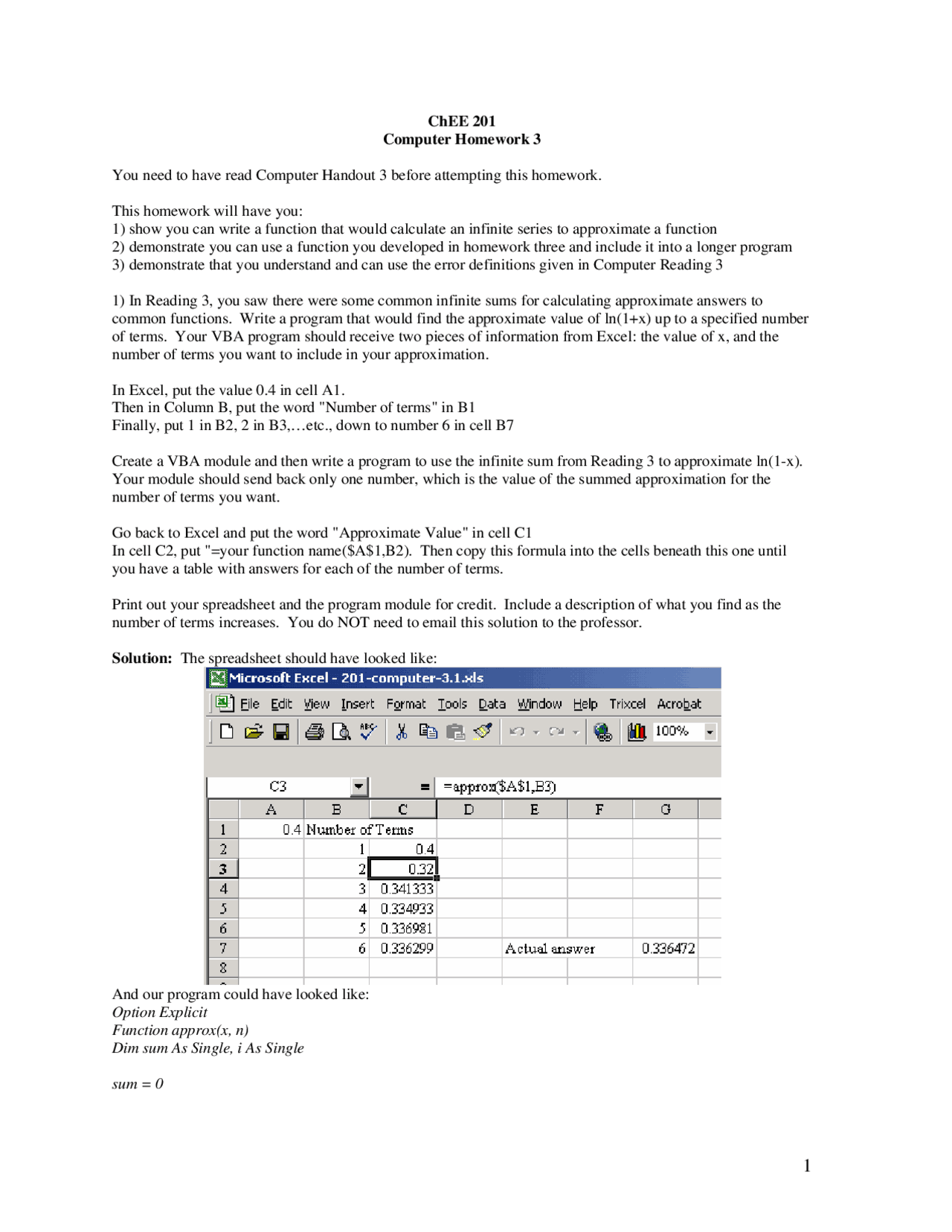 Computer Homework 3 Elements Of Chemical Engineering I Chee 201