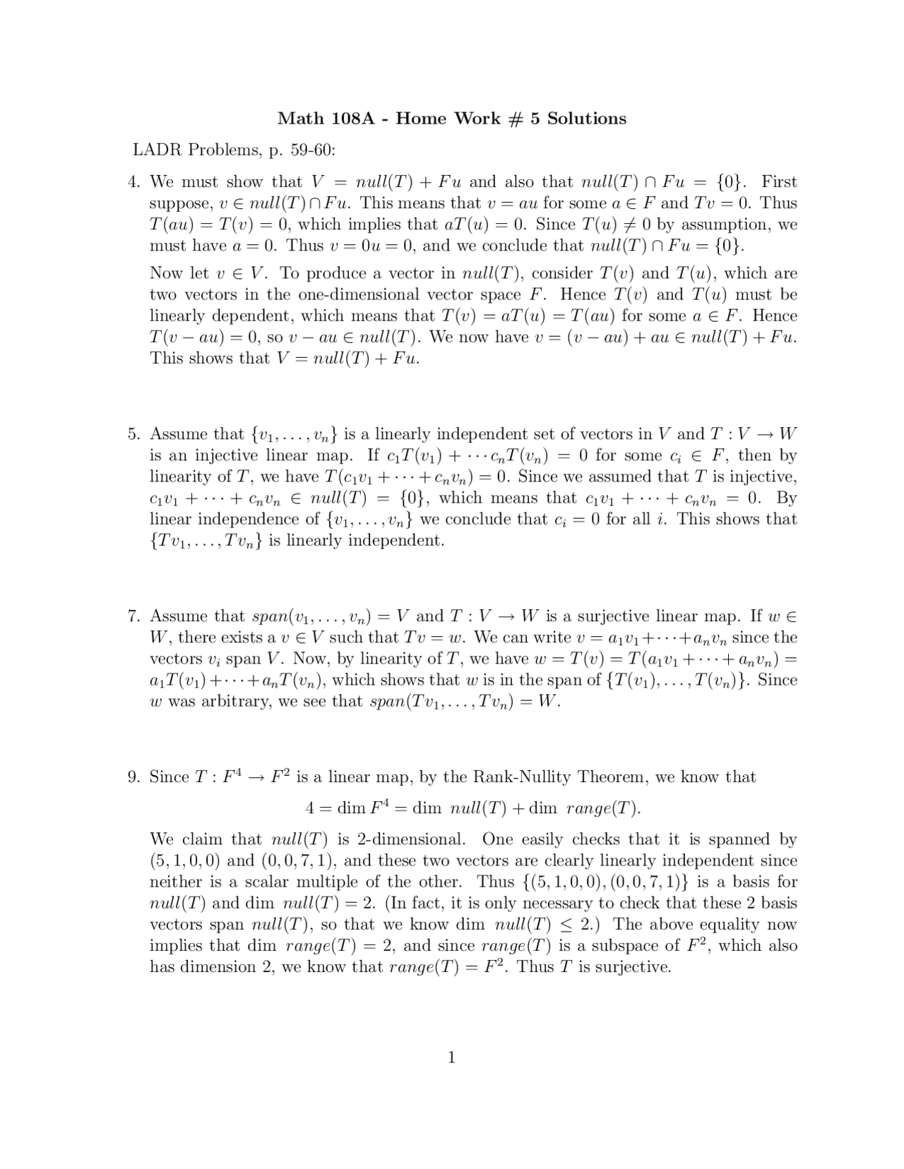Homework 5 With Solutions General Biochemistry Mcdb 108a Docsity