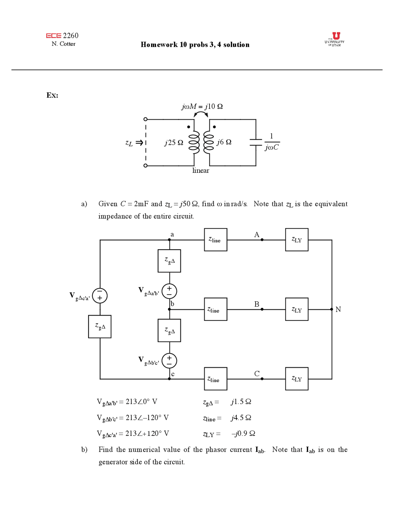 Problem Set 10 Solutions - Fundamental Electric Circuits | ECE 2260 - Docsity