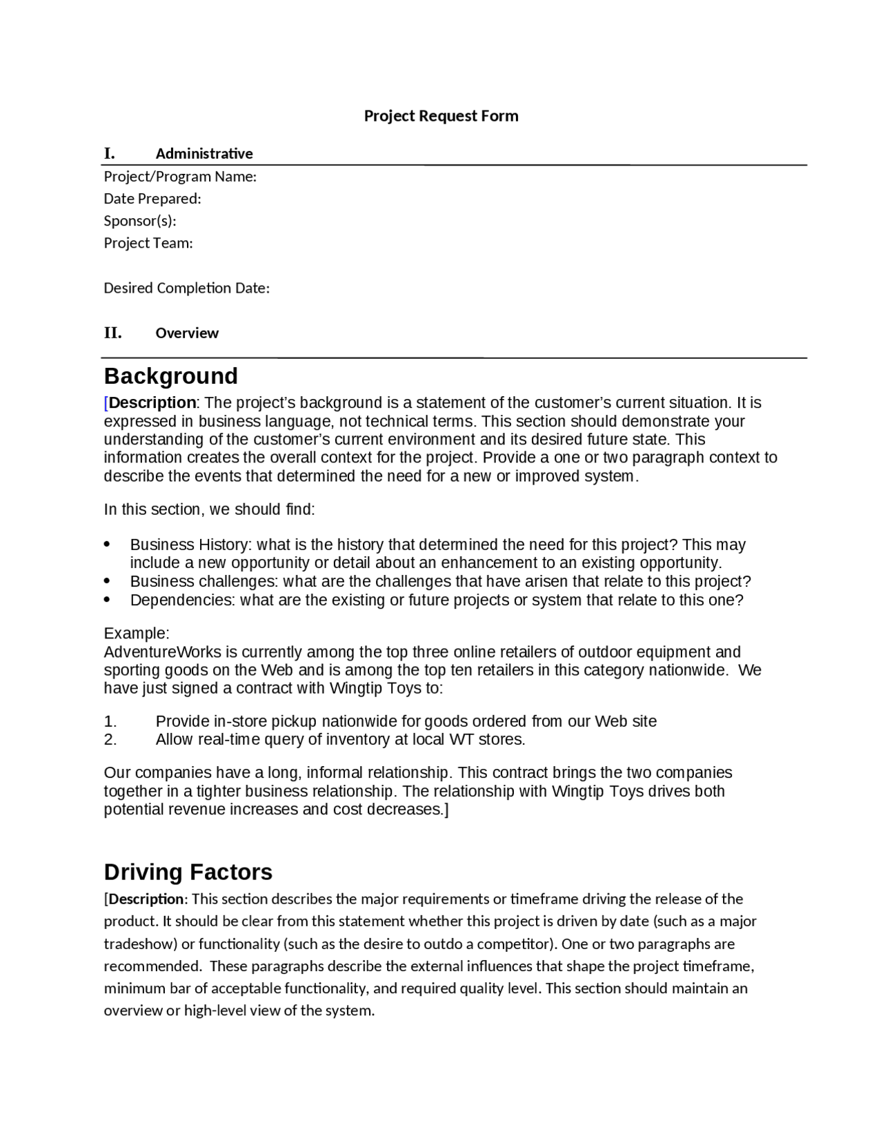 Project Request Form Software Engineering I Cs 361 Docsity