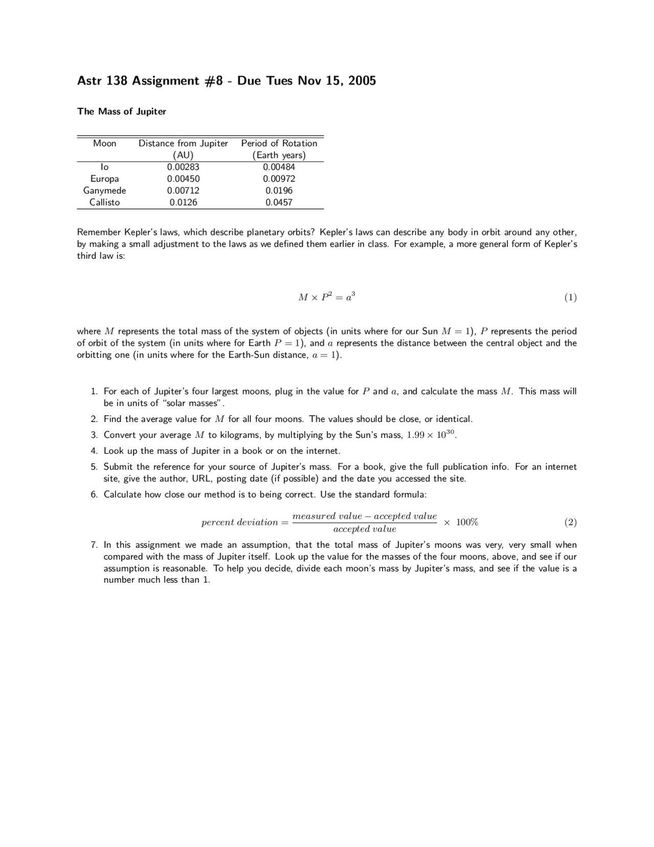 7 Problems On Planets And Planetary Systems Assignment 8 Astr 138