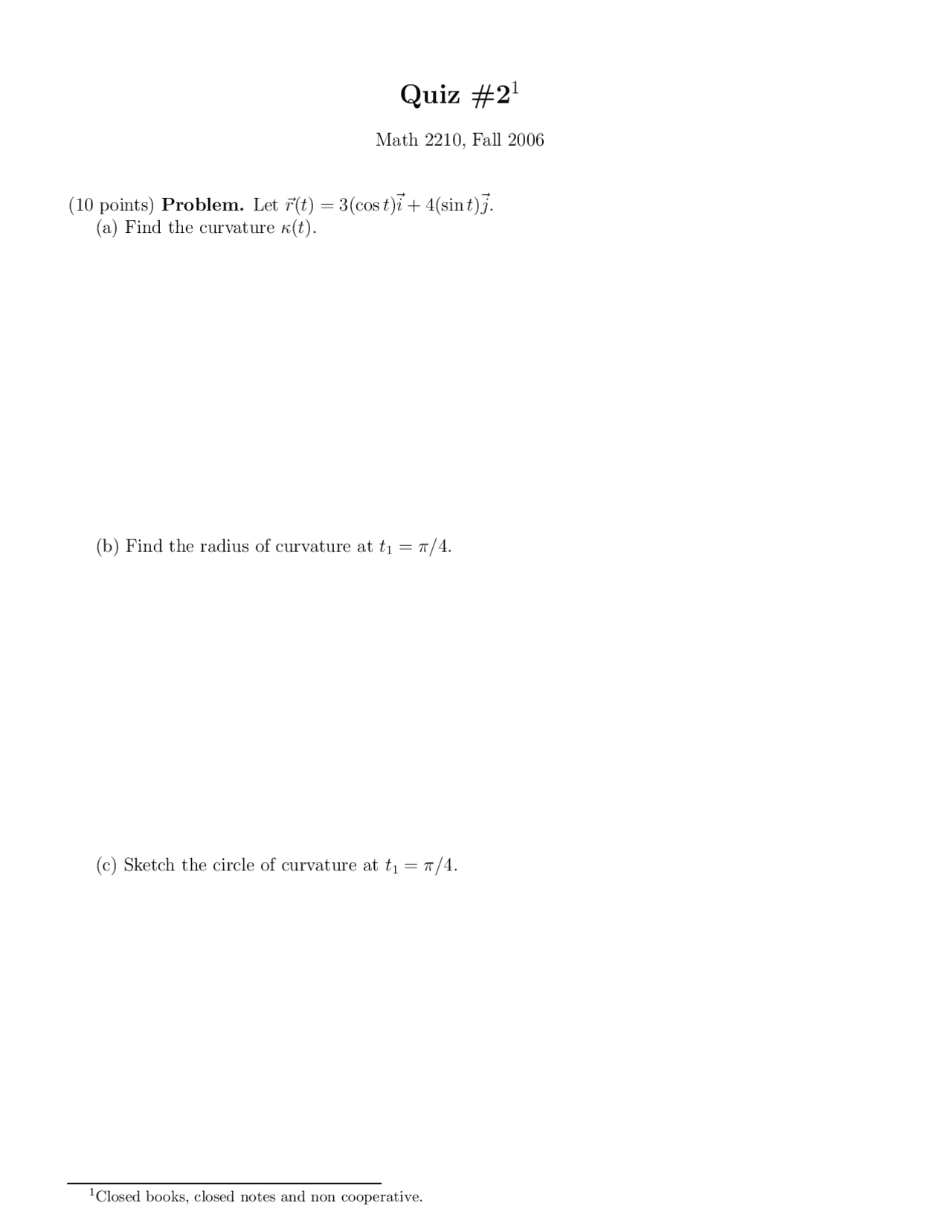 Sample Questions for Quiz 2 - Calculus II | MATH 2210 - Docsity
