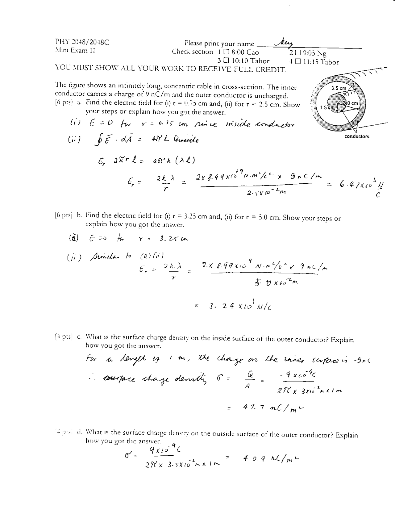 Questions with Solutions on General Physics - Examination 2 | PHY 2049C | Exams Physics | Docsity