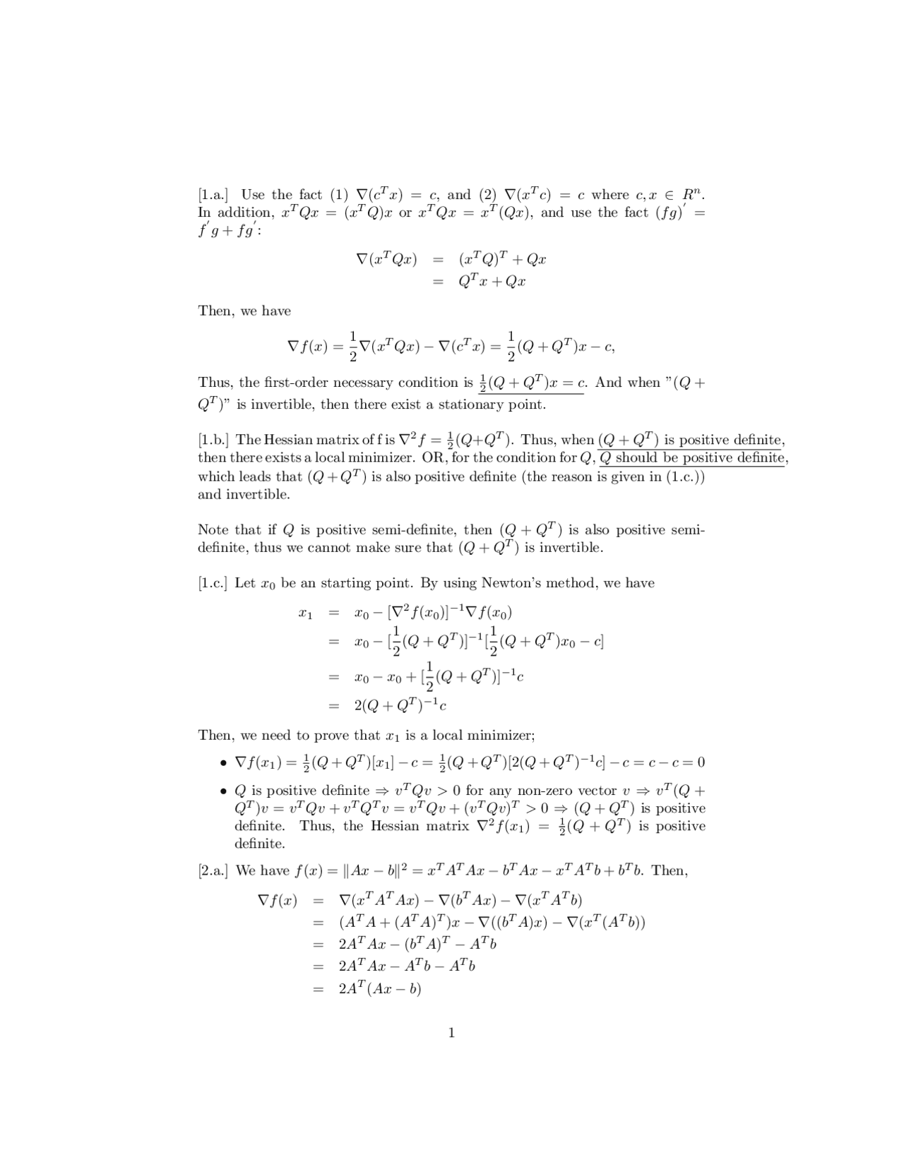 Optimization Resolution To Assignment 8 Math 0164 Docsity