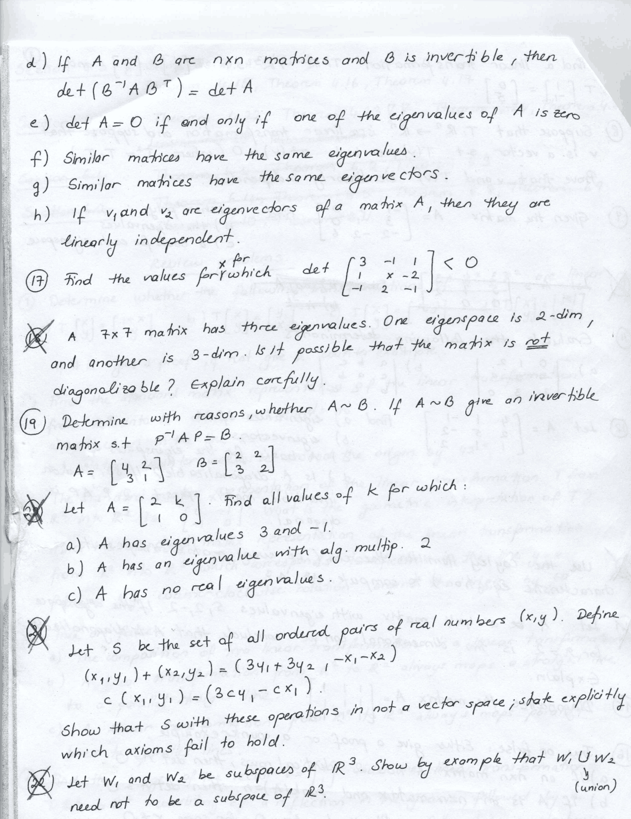 Solved Problems On Linear Algebra Review Sheet Math 215 Docsity