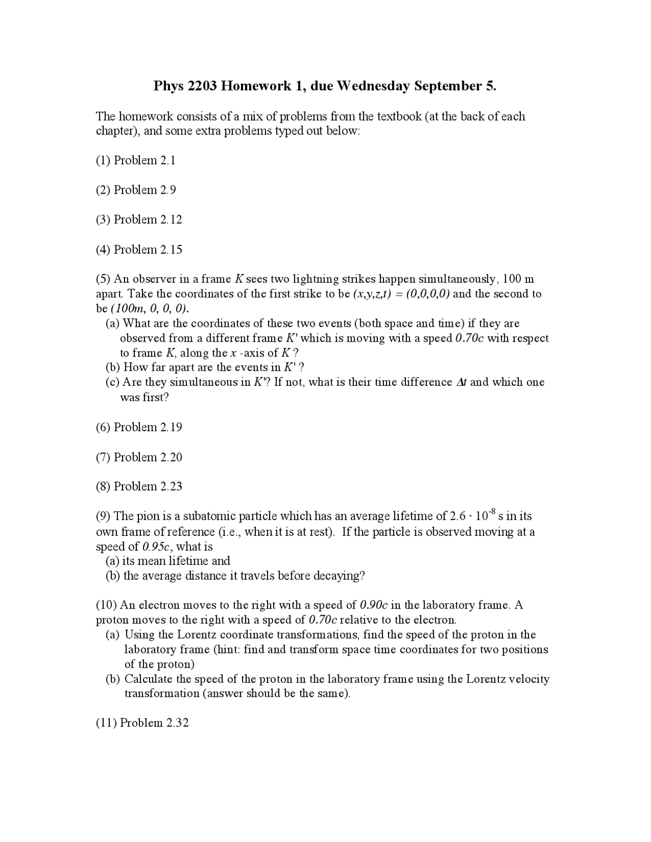11 Questions for Introduction Modern Physics - Assignment 1 | PHYS 2203 - Docsity
