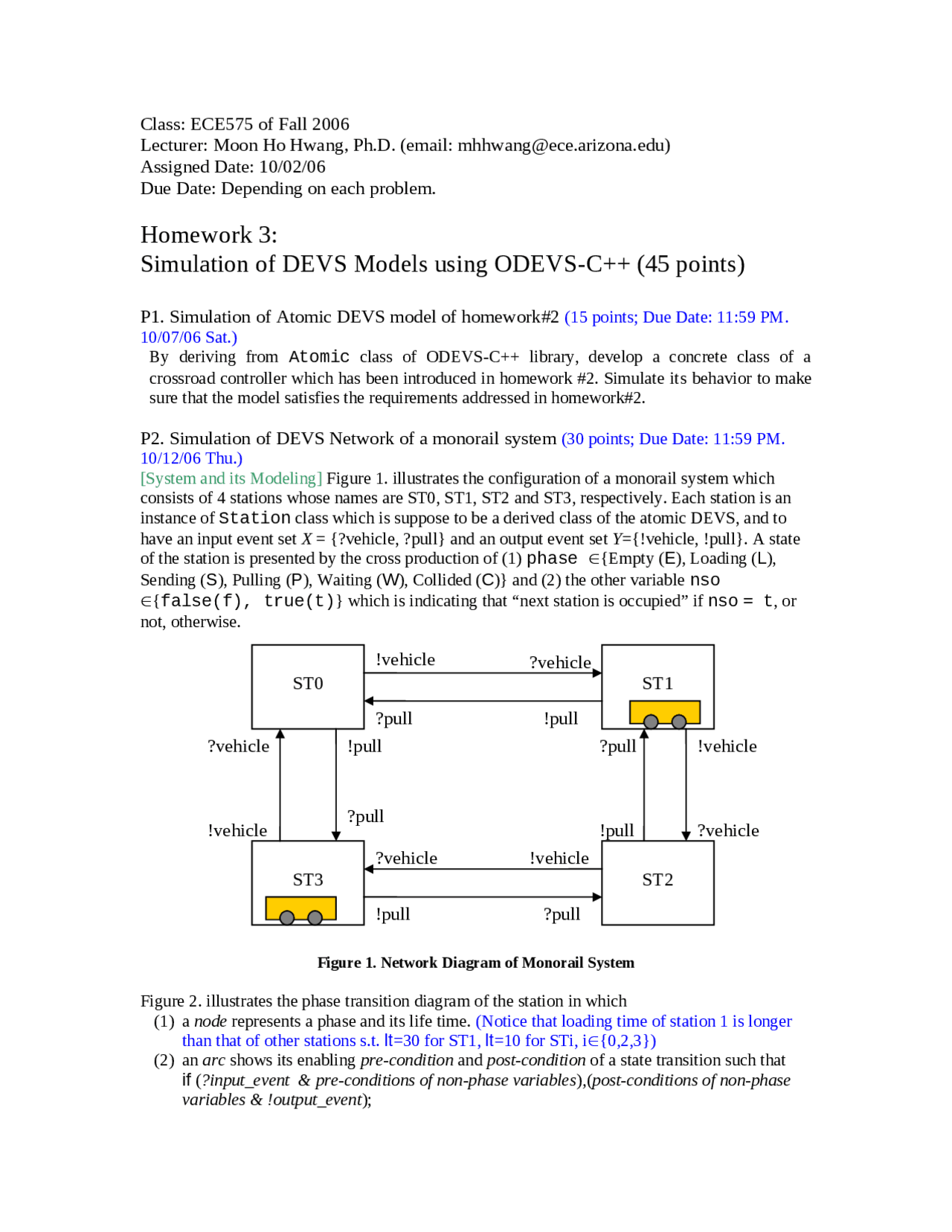 Simulation of DEVS Models Using ODEVS C++ - Homework 3 | ECE 575 - Docsity