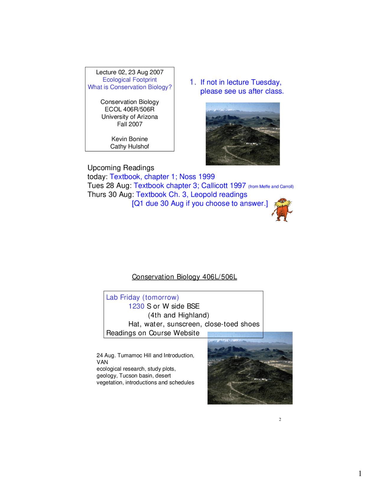 Ecological Footprint What Is Conservation Biology Ecol 506r Docsity
