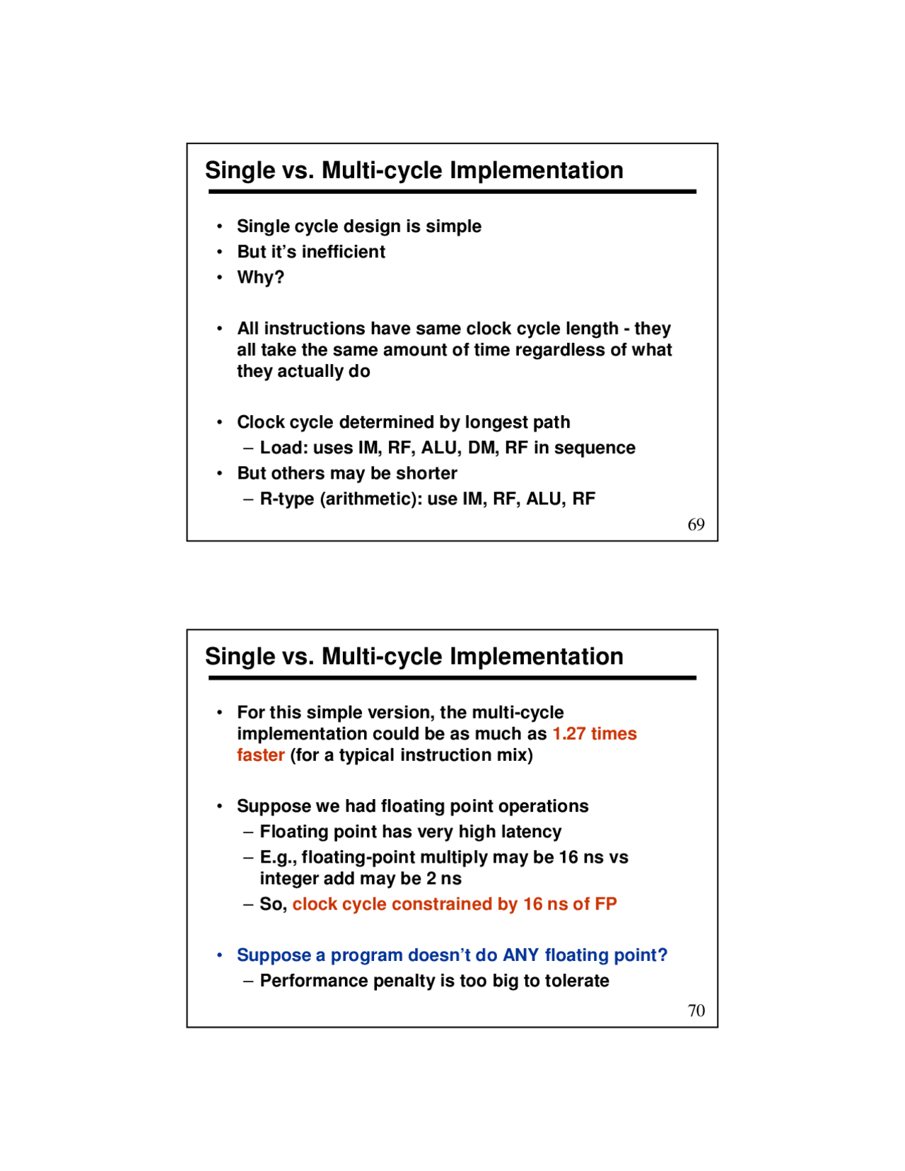 The Single vs Multi Cycle Implementation Design | CS 0447 - Docsity