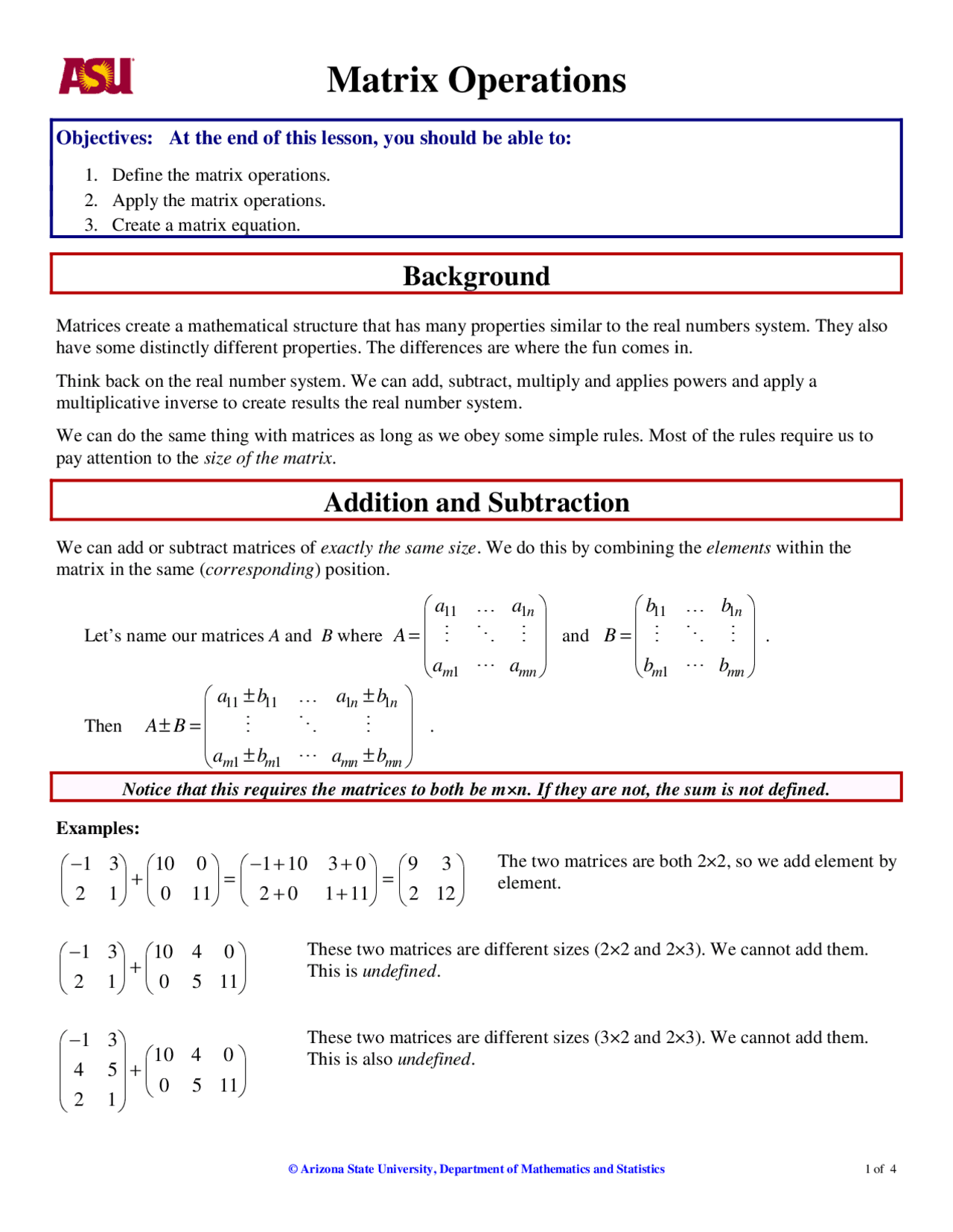 Matrix Operation Math For Business Analysis Final Mat 211 Docsity