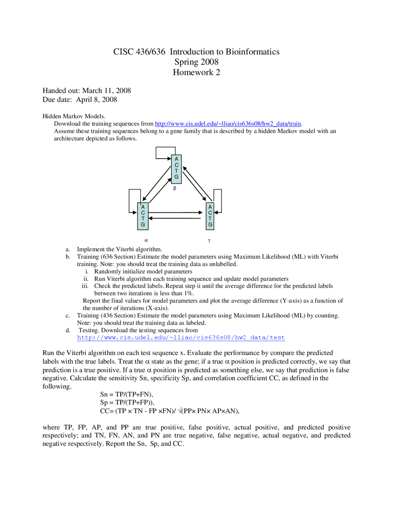 Introduction To Bioinformatics Homework 2 Cisc 436 Docsity