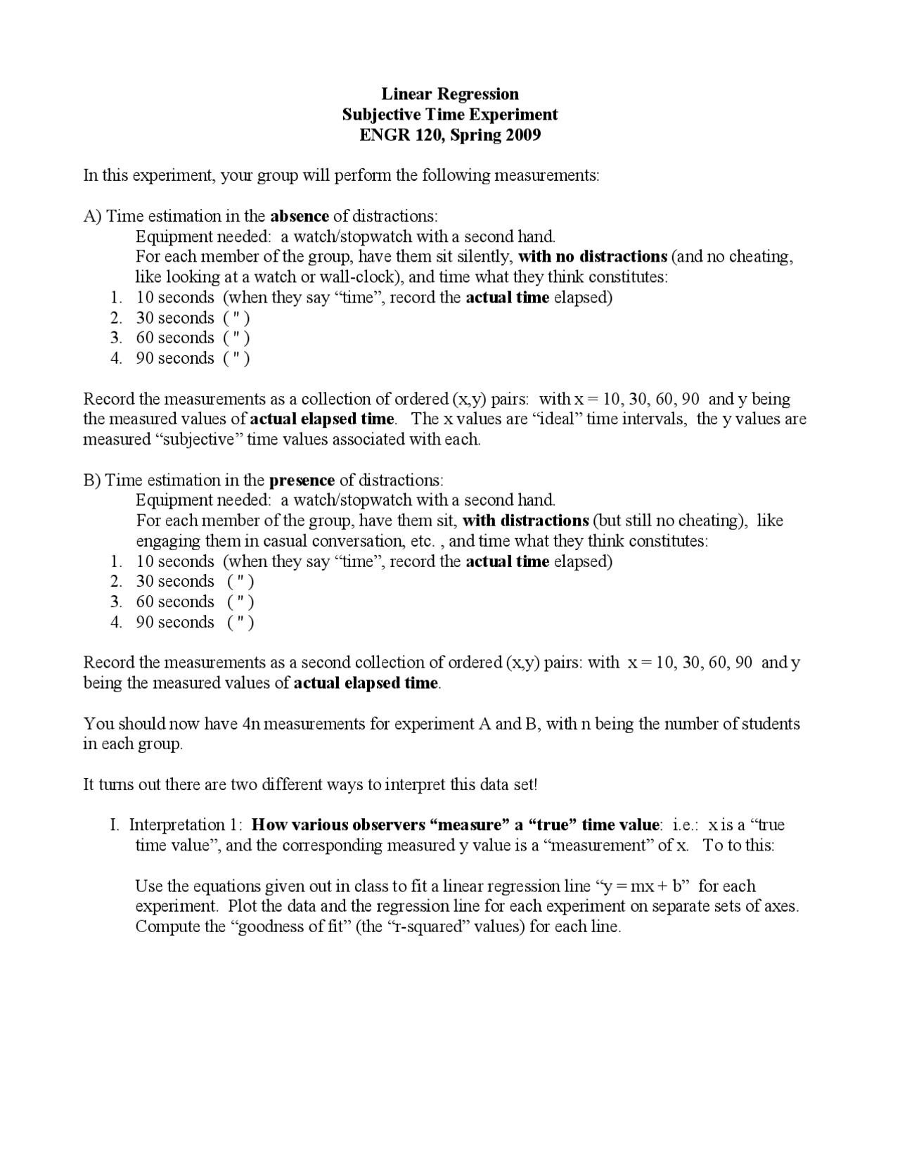 Linear Regression - Introduction to Engineering | ENGR 120 - Docsity