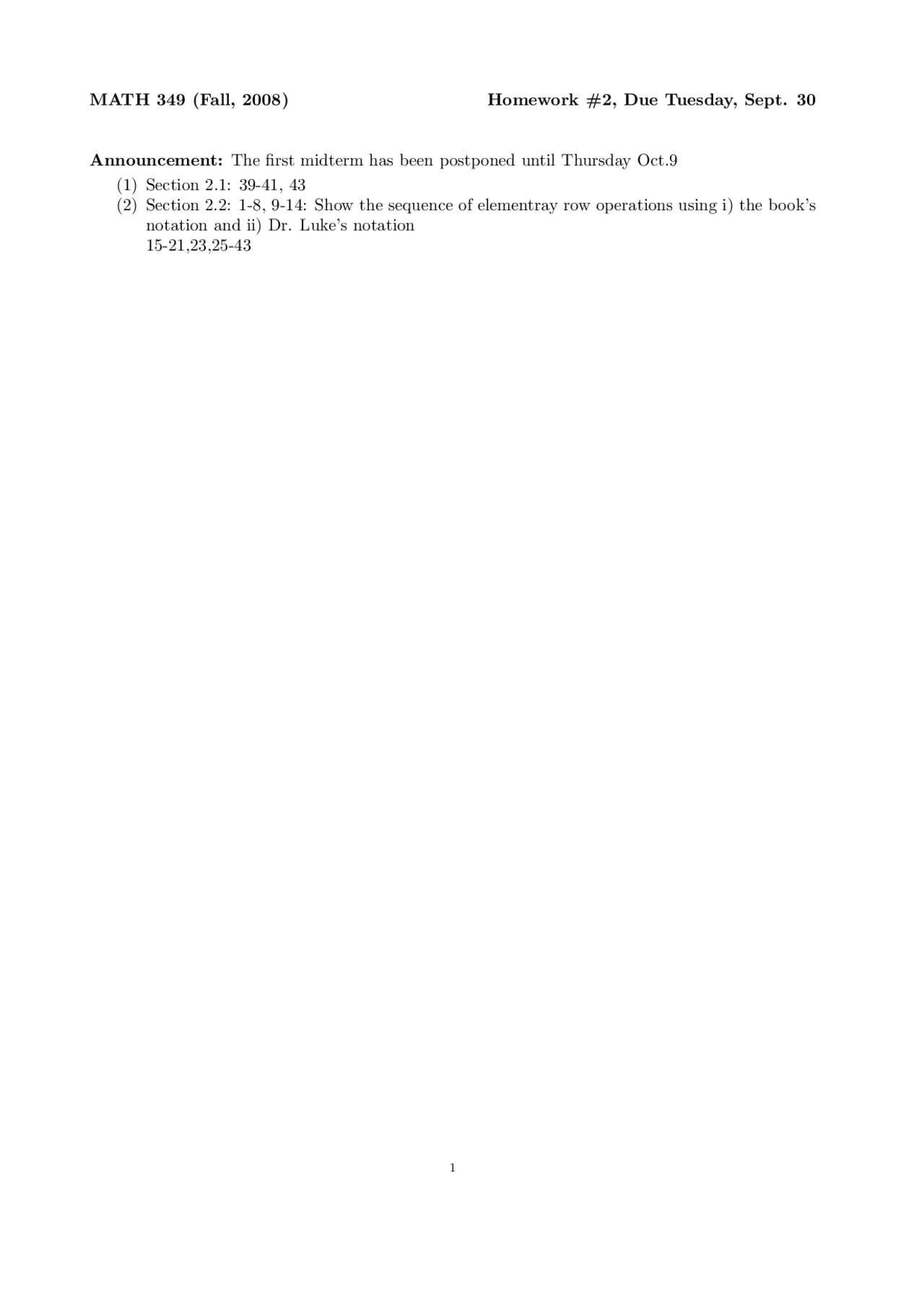 Homework Iv Questions Elementary Linear Algebra Math 349 Docsity