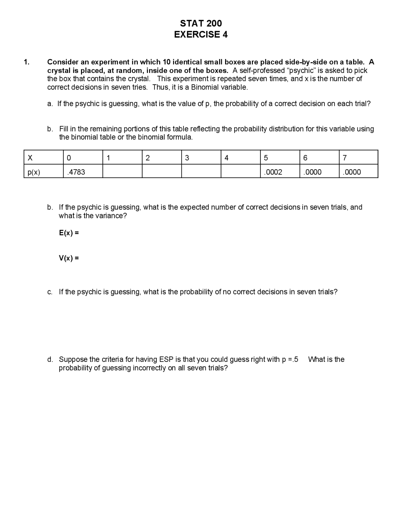 Basic Statistical Practice Assignment 4 Stat 200 Docsity