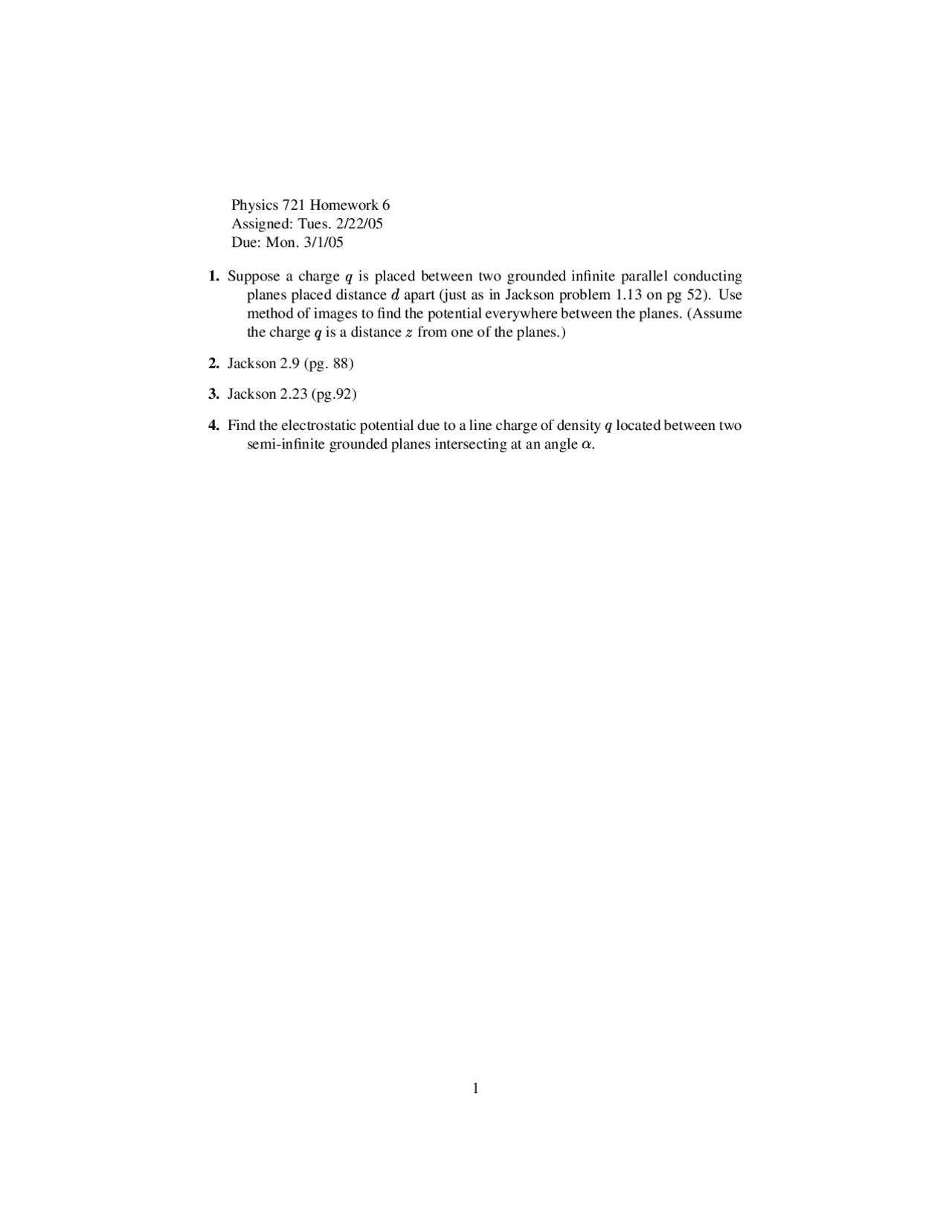 Assignment 6 Theoretical Physics Electrodynamics Physics 721 Docsity