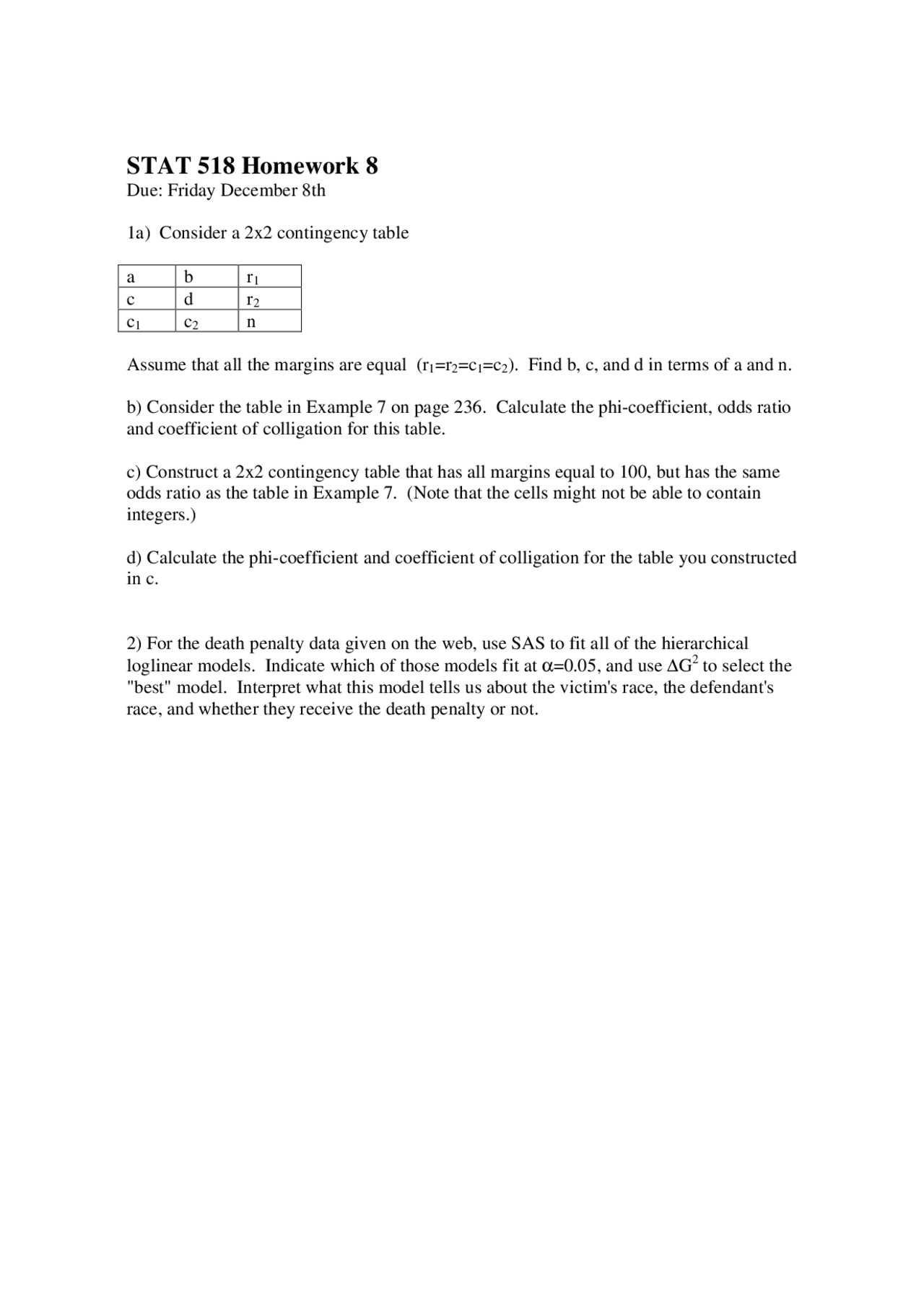 Questions For Homework 8 Nonparametric Statistics Methods Stat 518