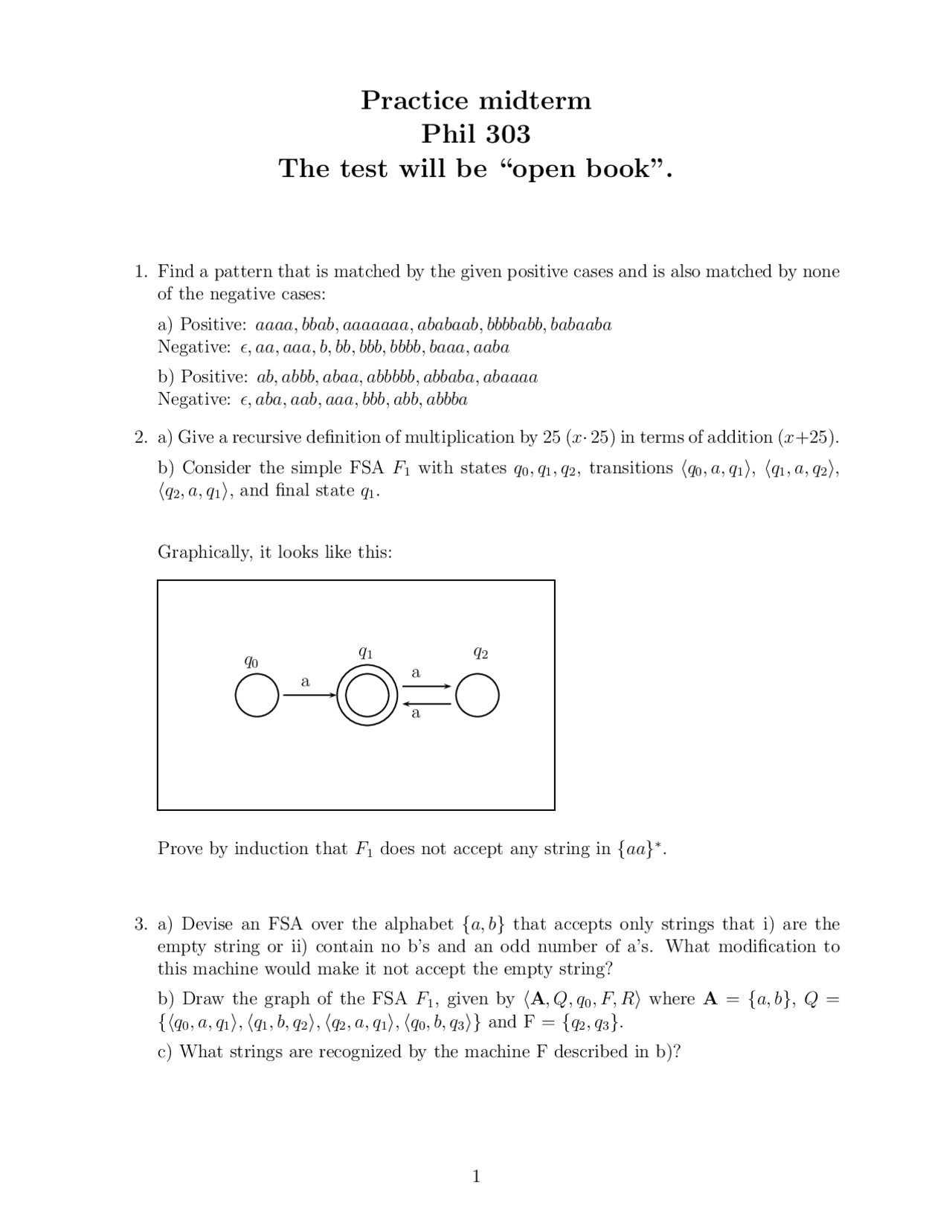 Practice Midterm Introduction To Symbolic Logic Phil 303 Docsity