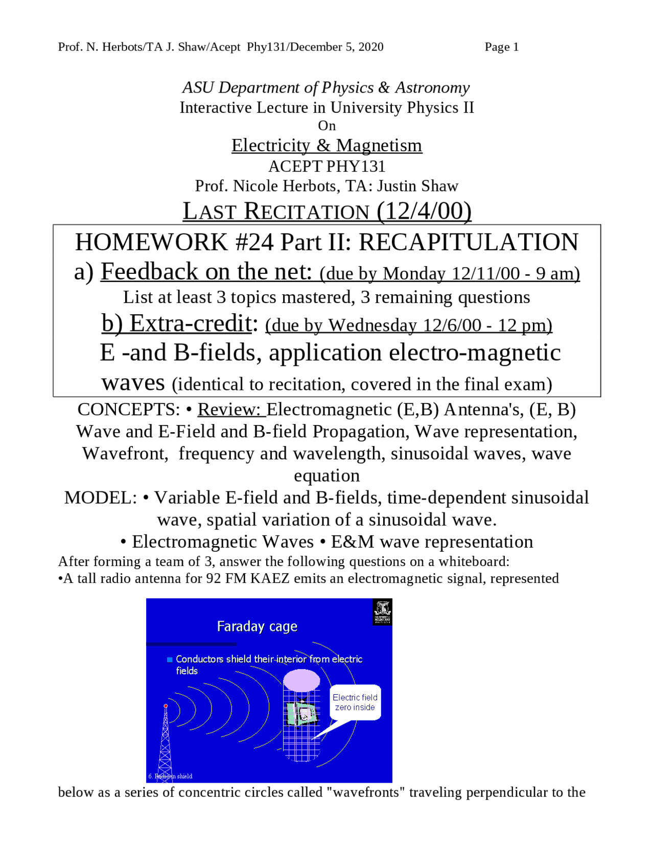 Homework 24 For Electromagnetic And Wavelength Phy 131 Docsity
