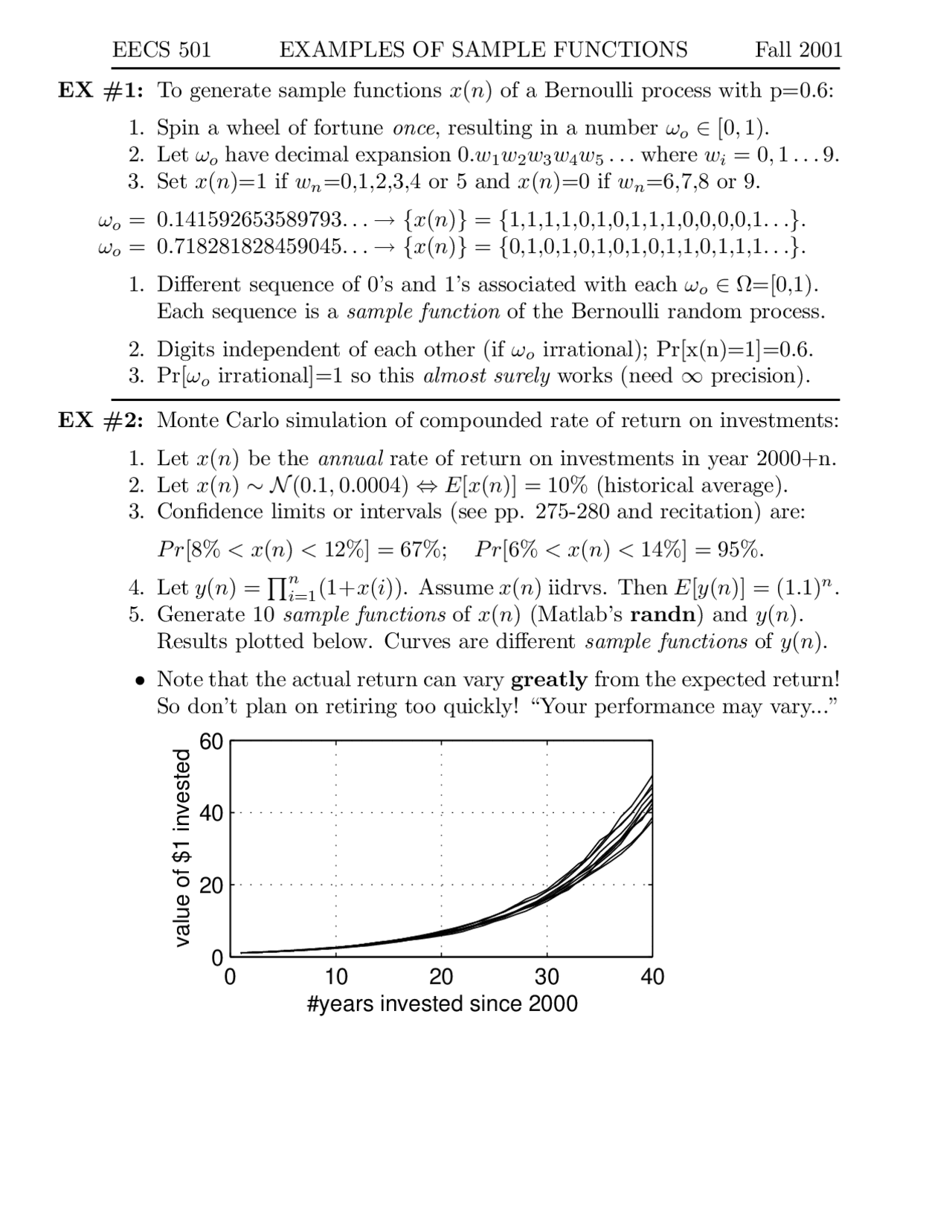 Examples Of Sample Functions Lecture Notes Eecs 501 Docsity