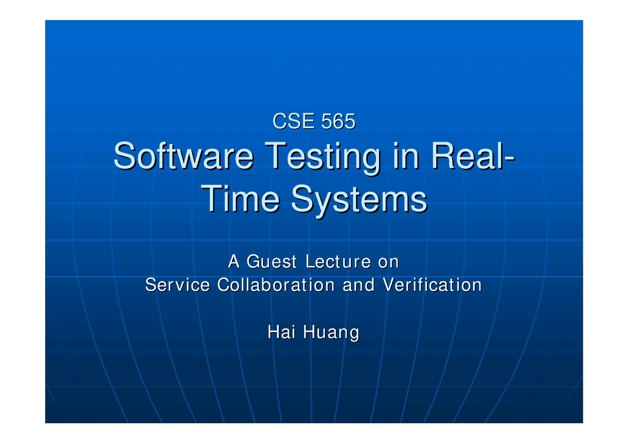 Software Testing In Real Time System Cse 565 Docsity